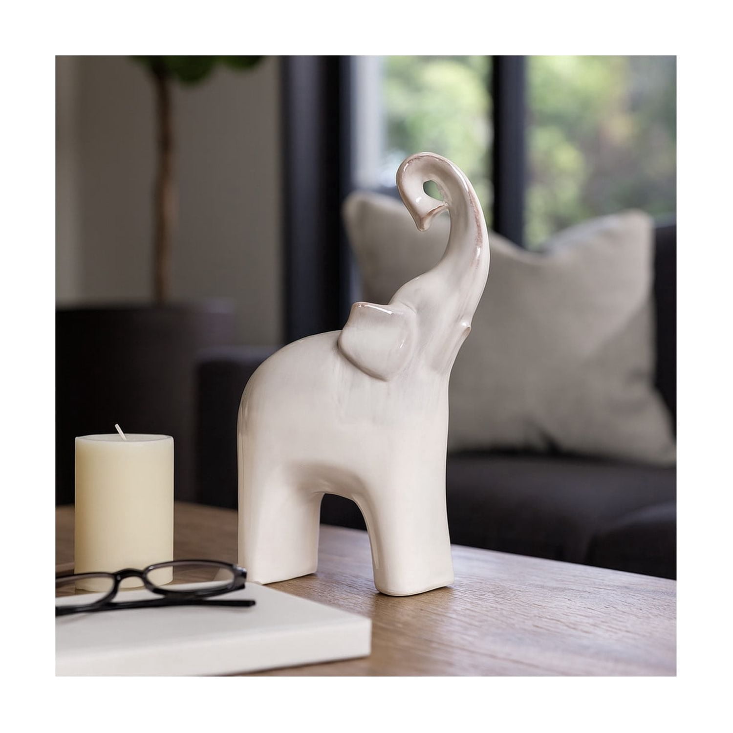 Decorative Ceramic Elephant Statue for Home Decor - Figurine Ornament ...