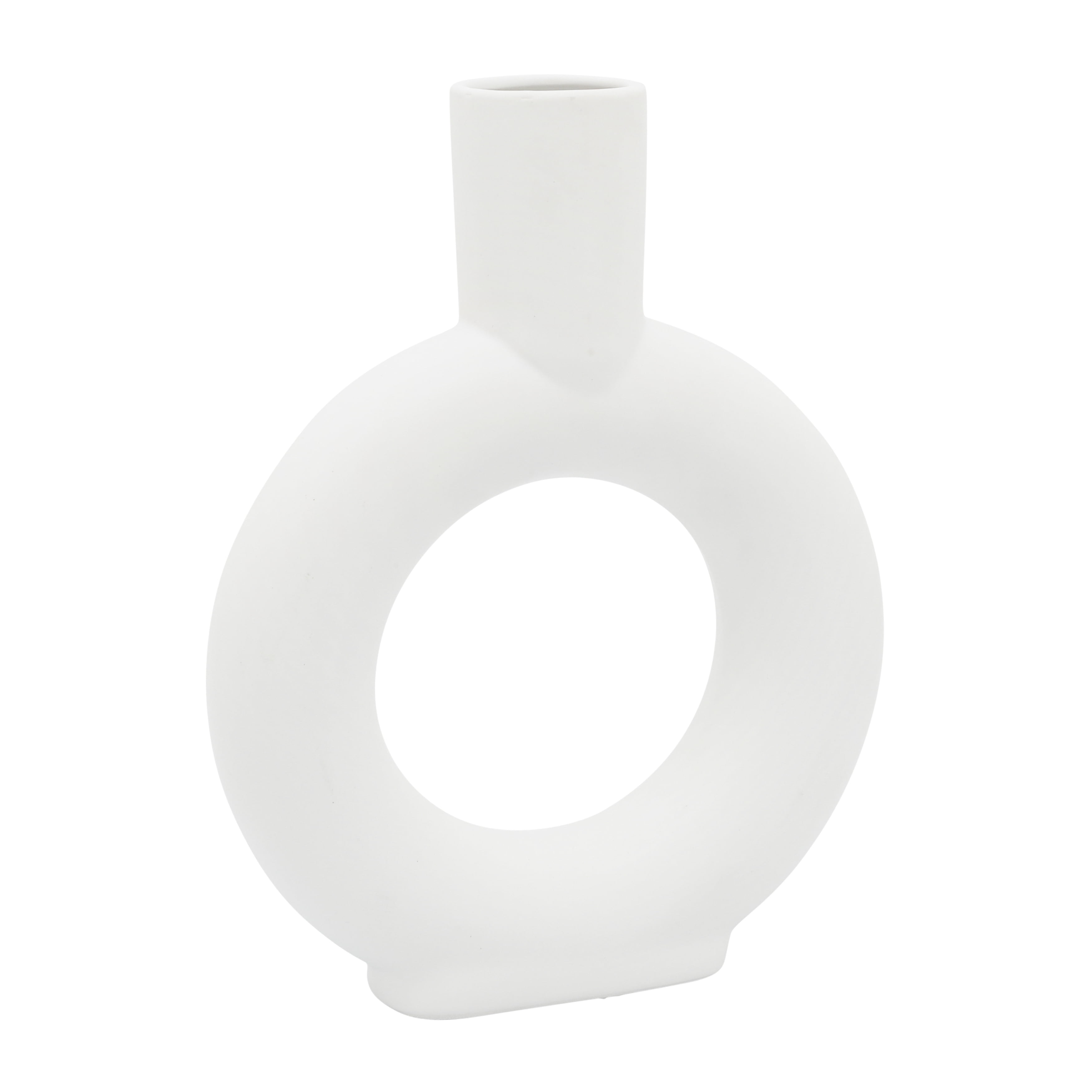 Sagebrook Home Ceramic 9" Round Cut-out Vase, White - Walmart.com