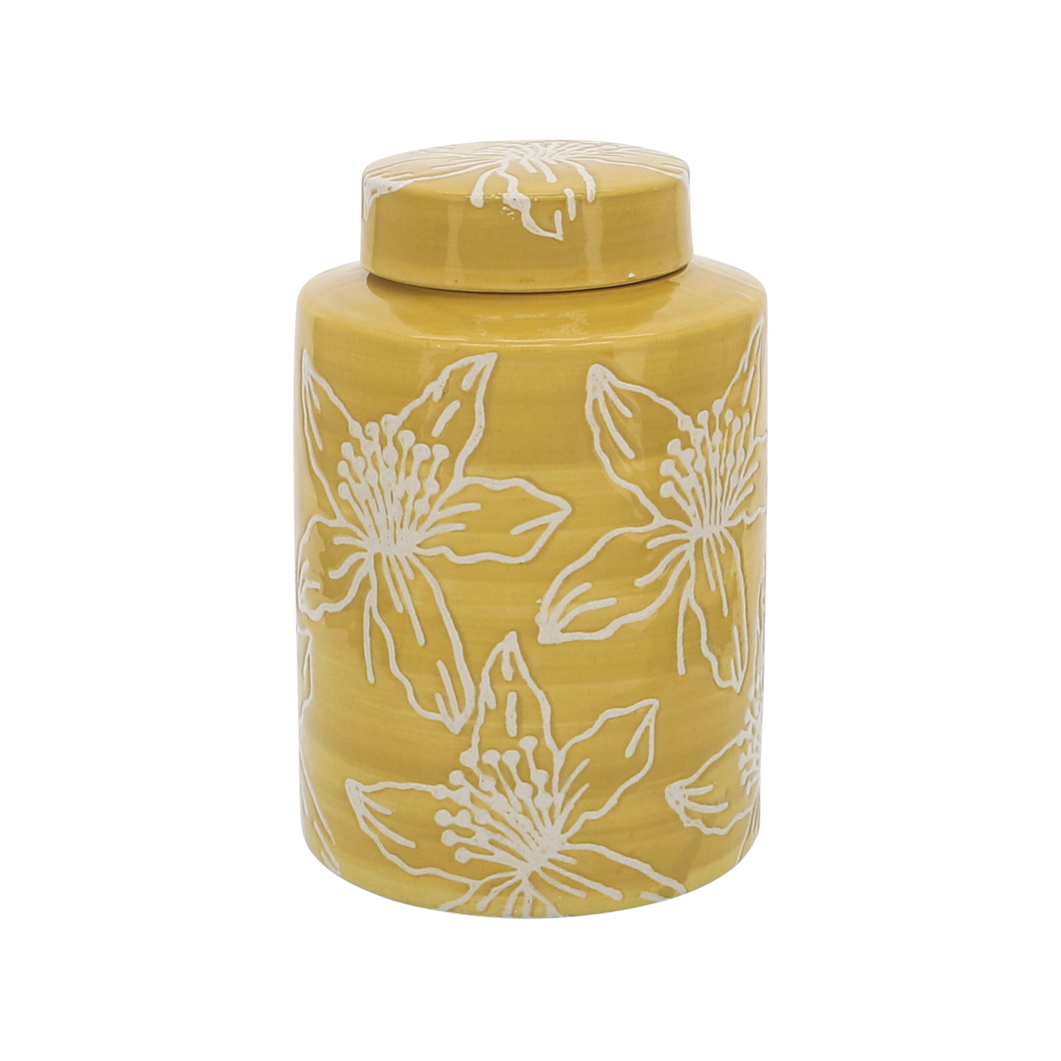 Sagebrook Home Ceramic 9"h Flower Jar with Lid, Yellow - Walmart.com