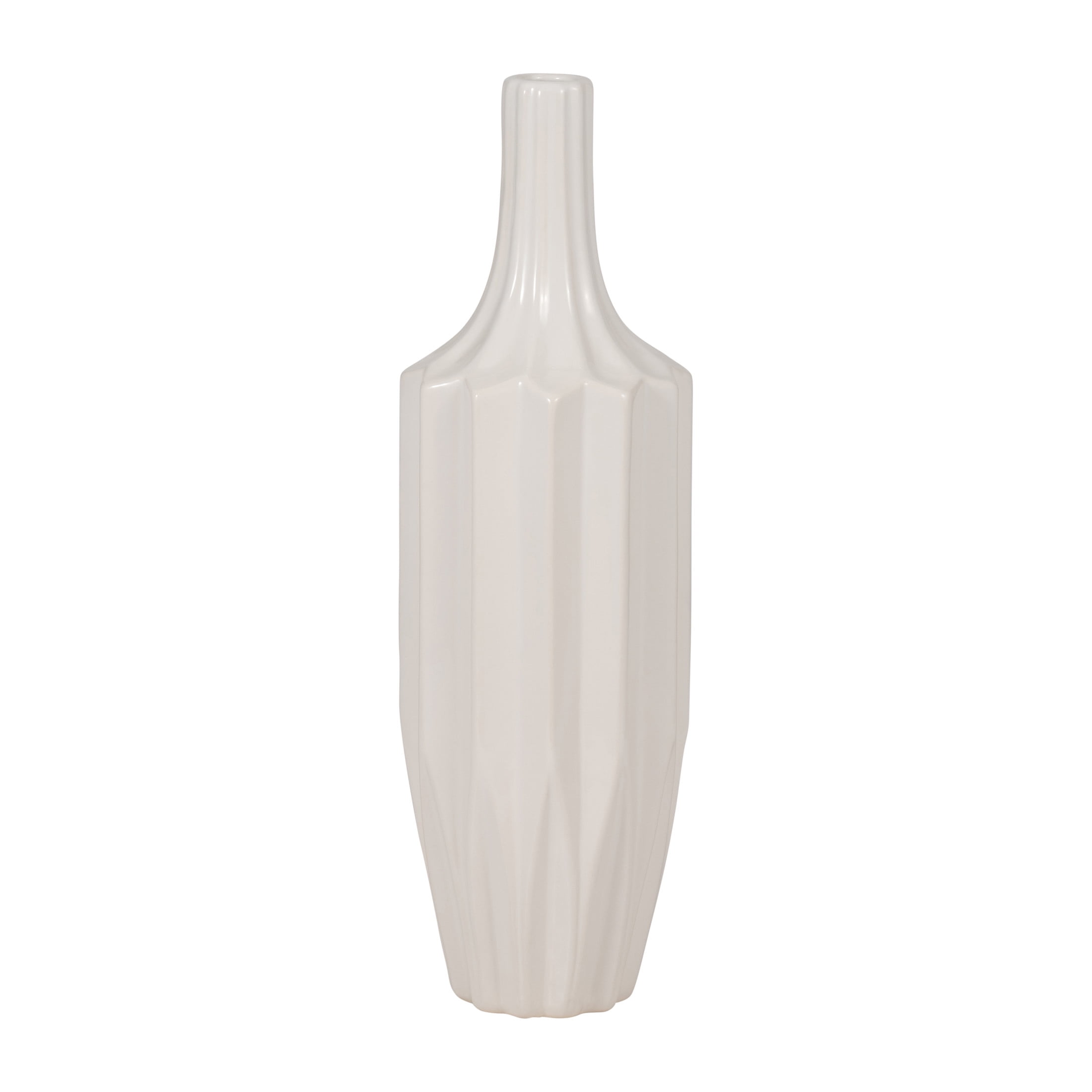 Sagebrook Home Ceramic Cylinder Fluted Vase - Walmart.com