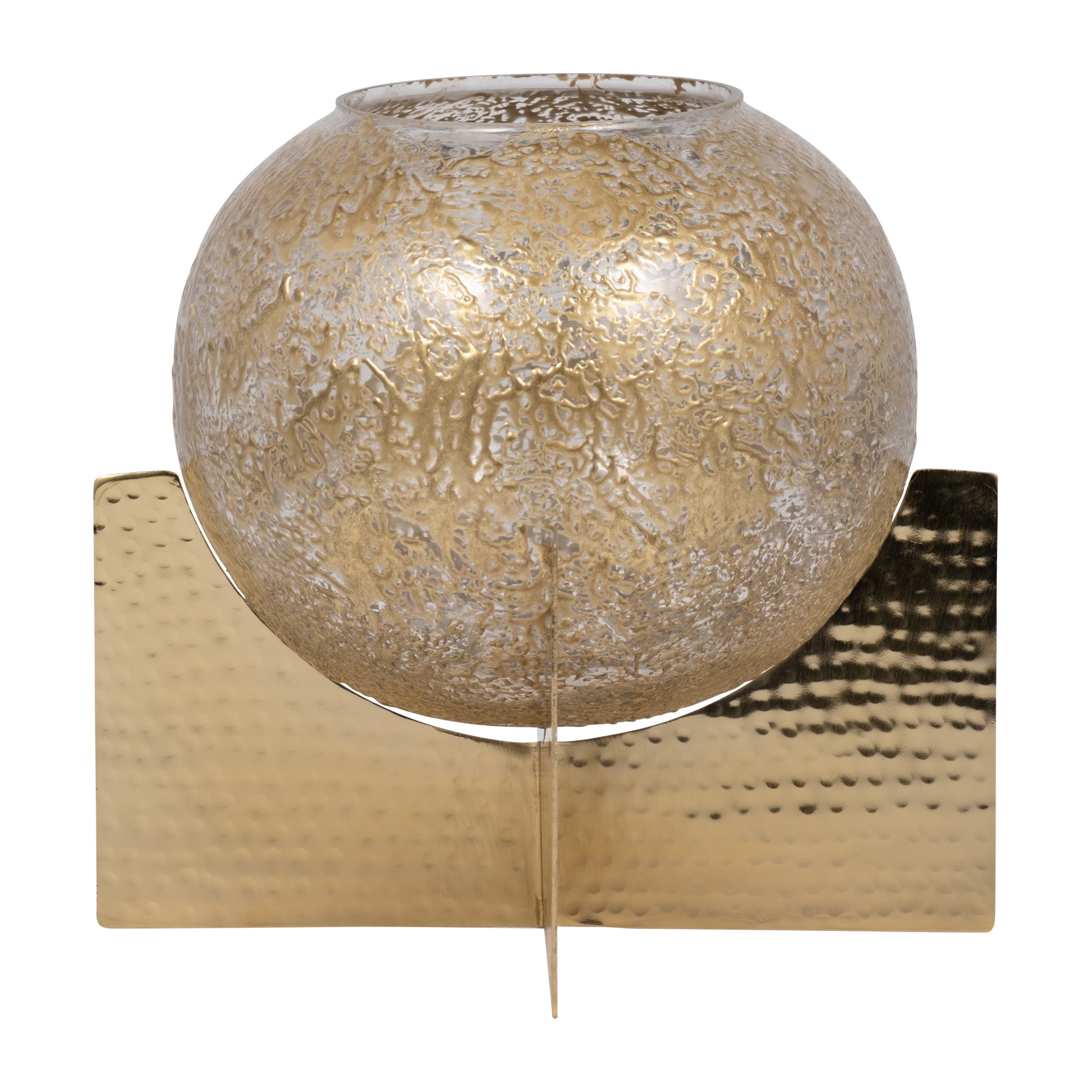 Sagebrook Home Clear/Gold Glass Round Hurricane Orb Candle Holders ...