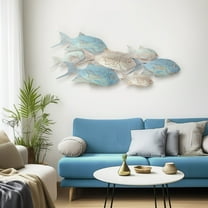 Danya B. School of Fish Blue and Silver Tone Modern Metal Wall Art ...