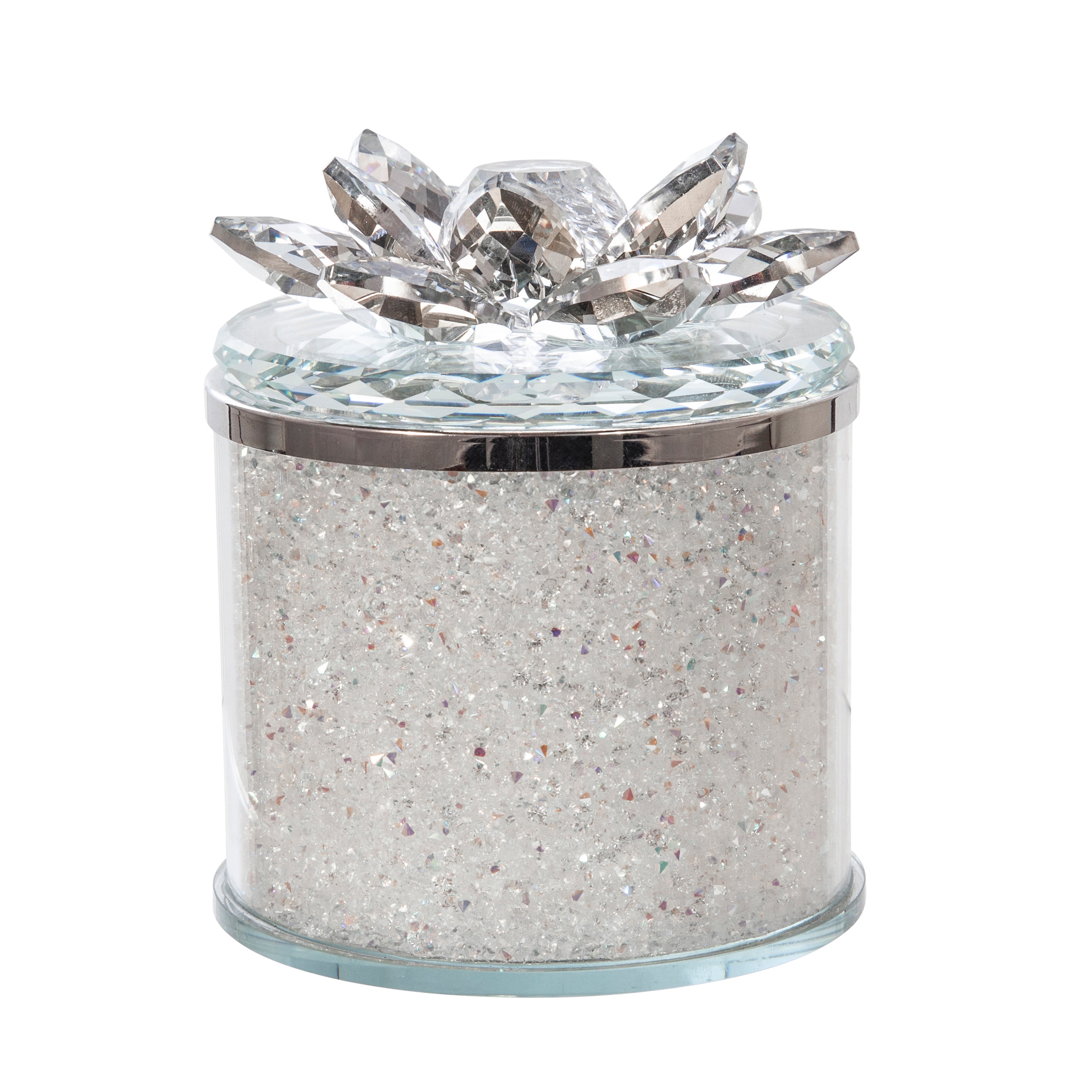 Sagebrook Home Crystal 5" Round Lotus Box, Clear - Walmart.com