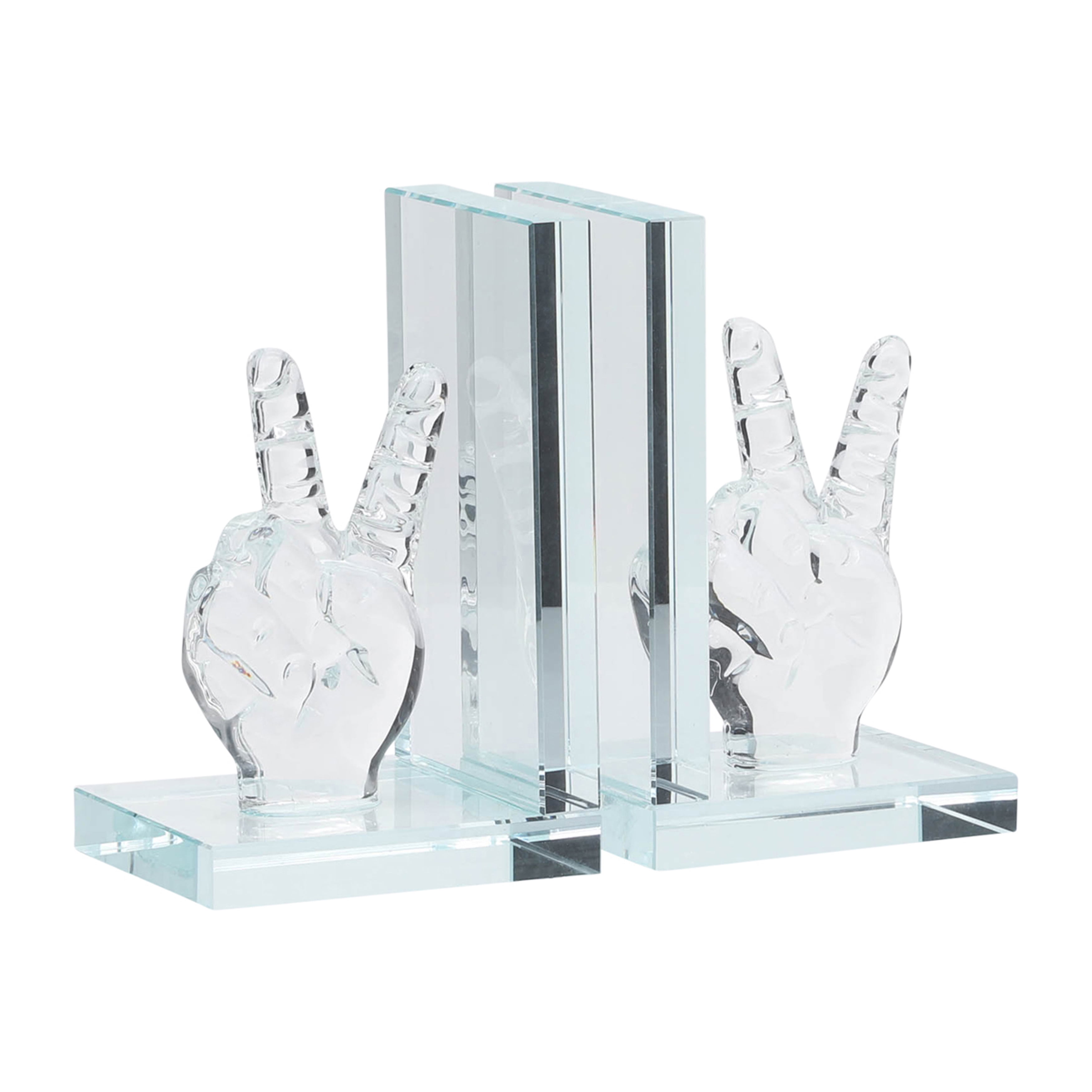 Sagebrook Home Crystal, Set of 2 6"h Peace Sign Bookends - Walmart.com