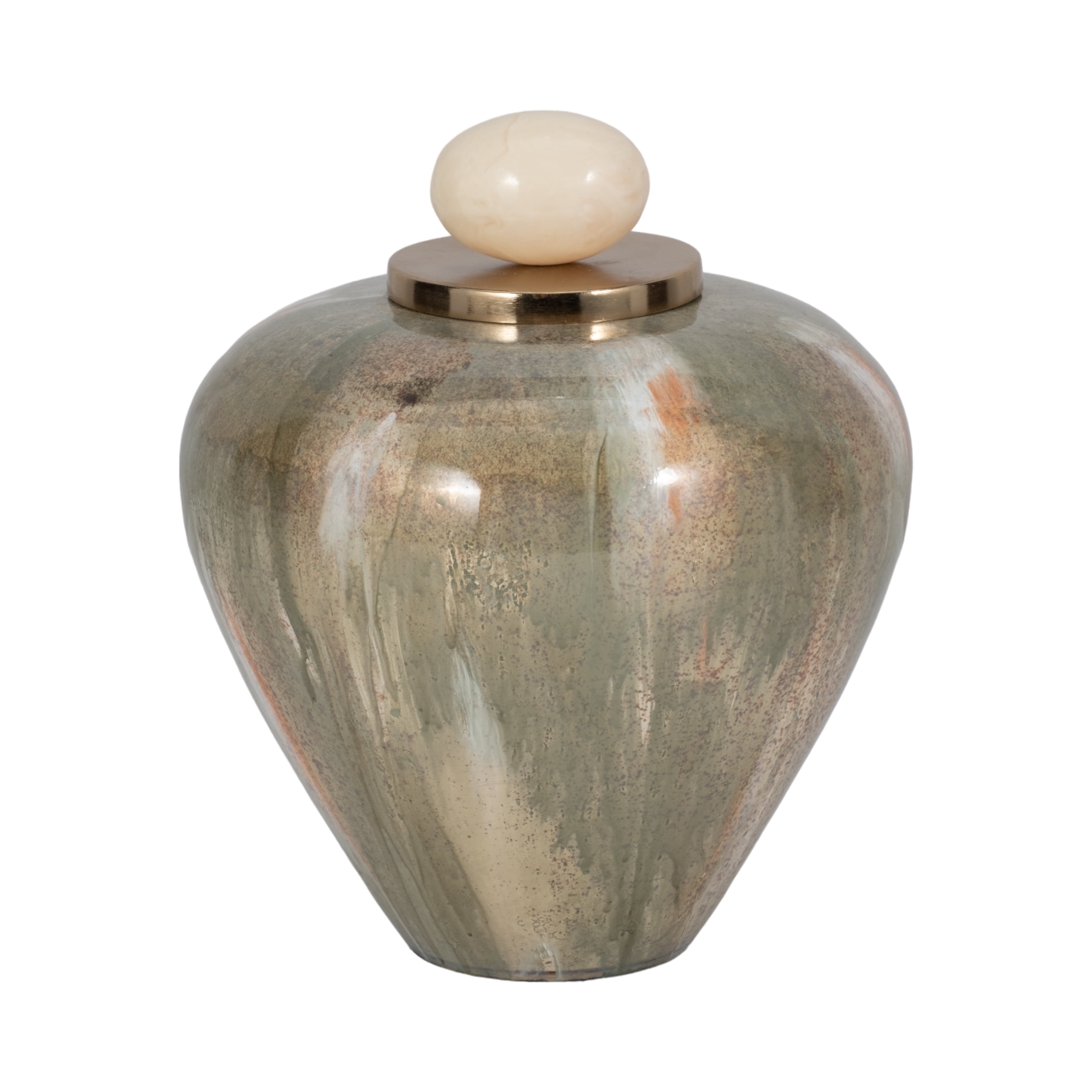 Sagebrook Home Elegant Glass Jar With Resin Topper - Enhance Your Space ...