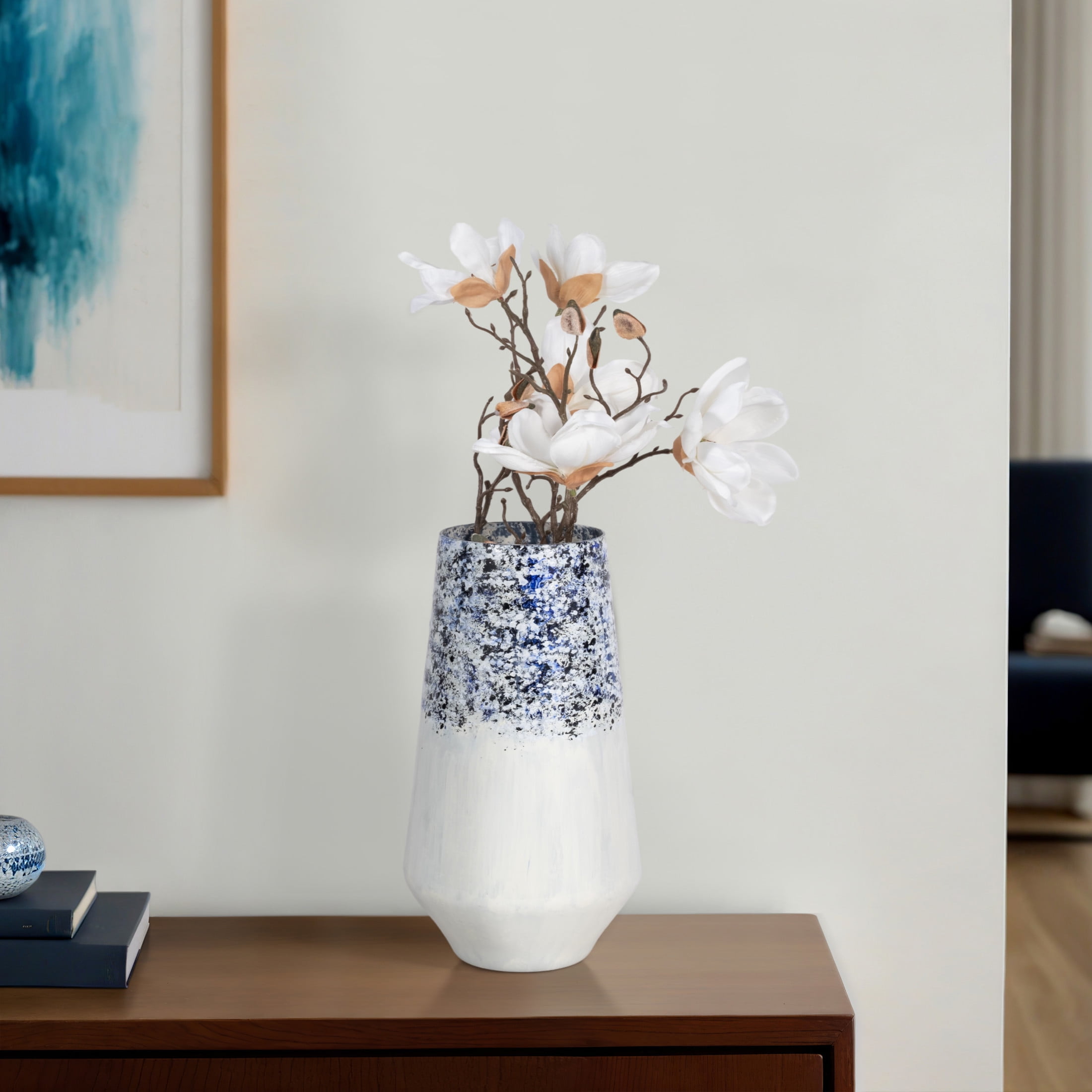 Sagebrook Home Tapered Bottom Vase Arctic Finish - Elegant Glass Vase ...