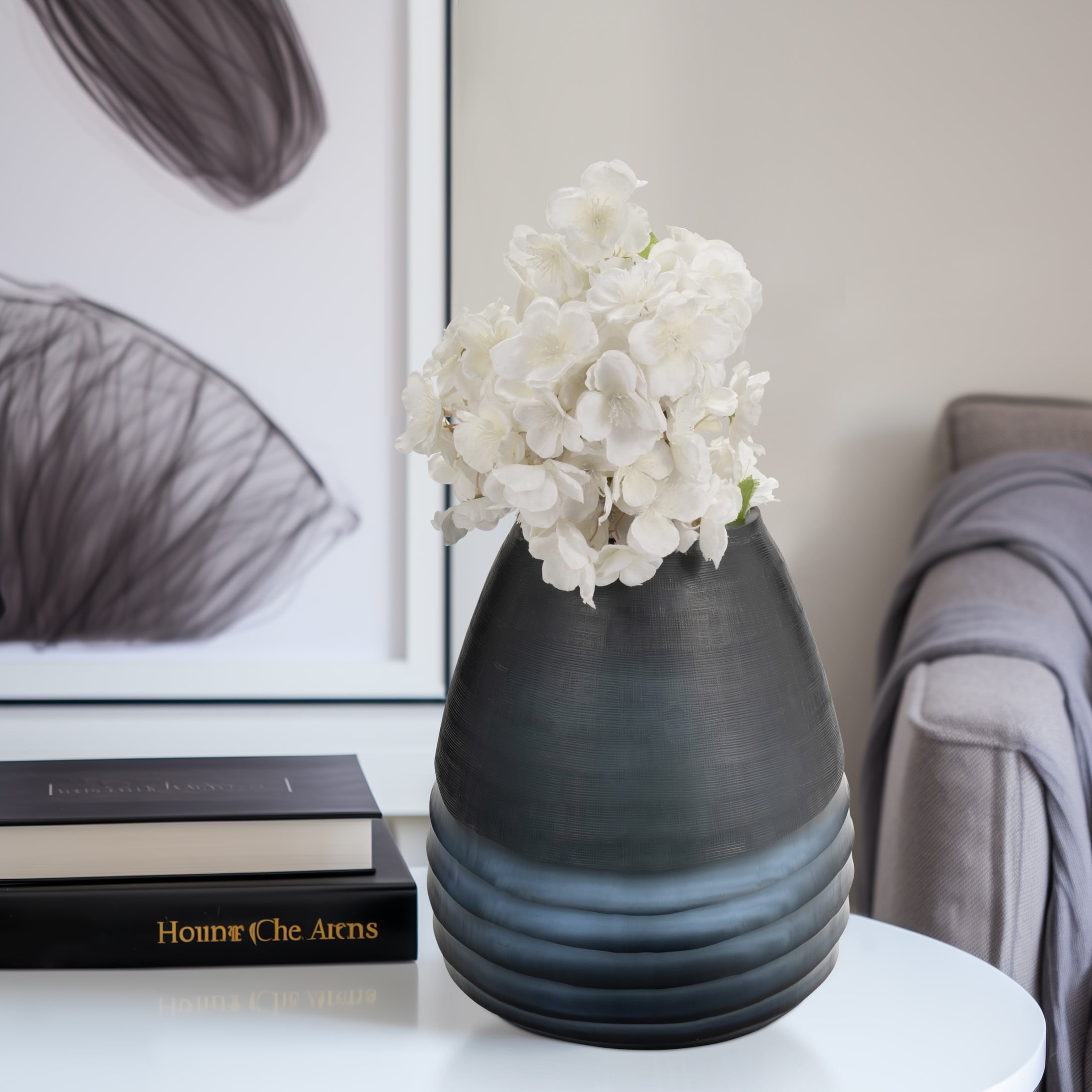 Elegant Hand-Blown Glass Vase - Textured Ombre Design - Modern ...