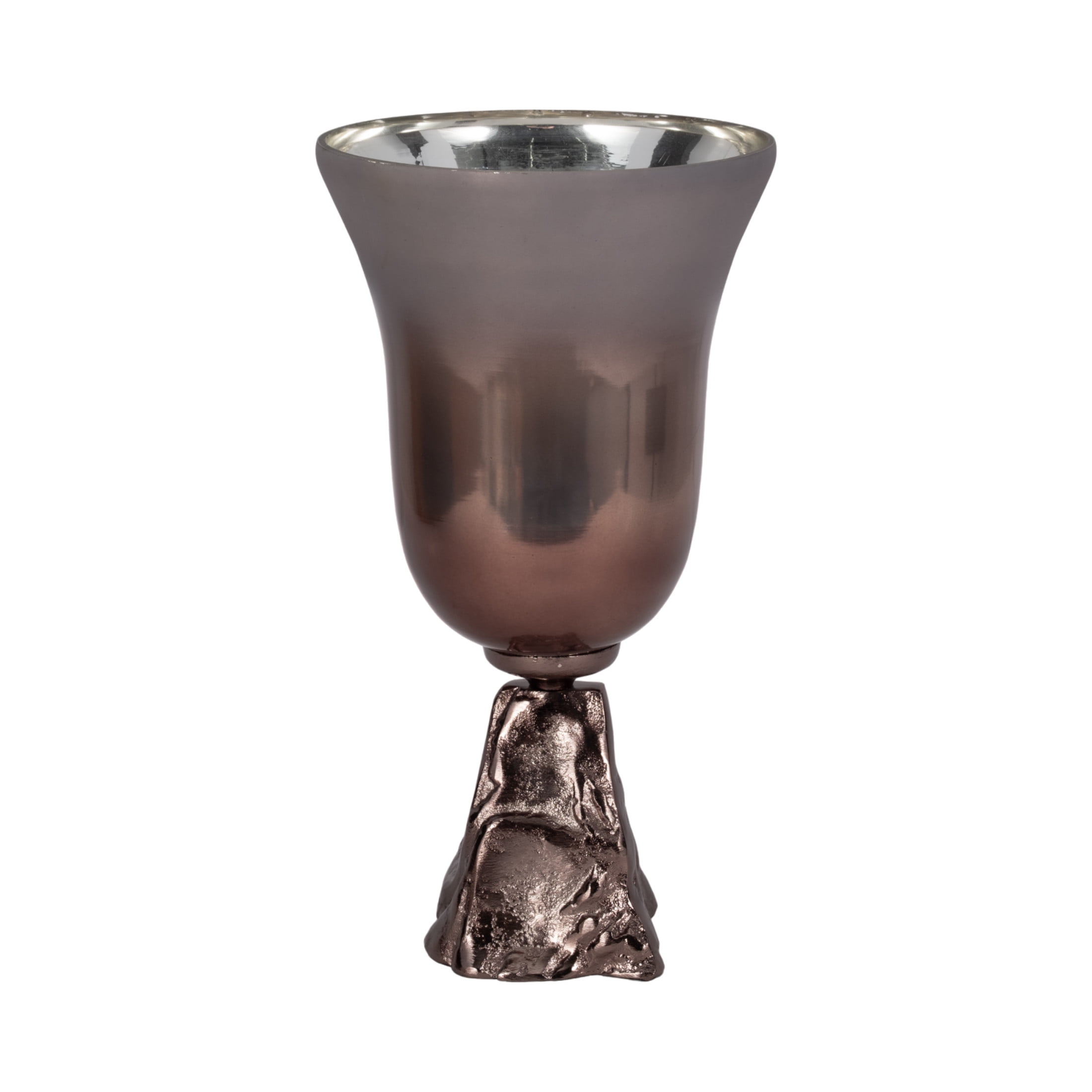 Sagebrook Home Elegant Glass and Aluminum Chalice Vase for Modern Homes ...