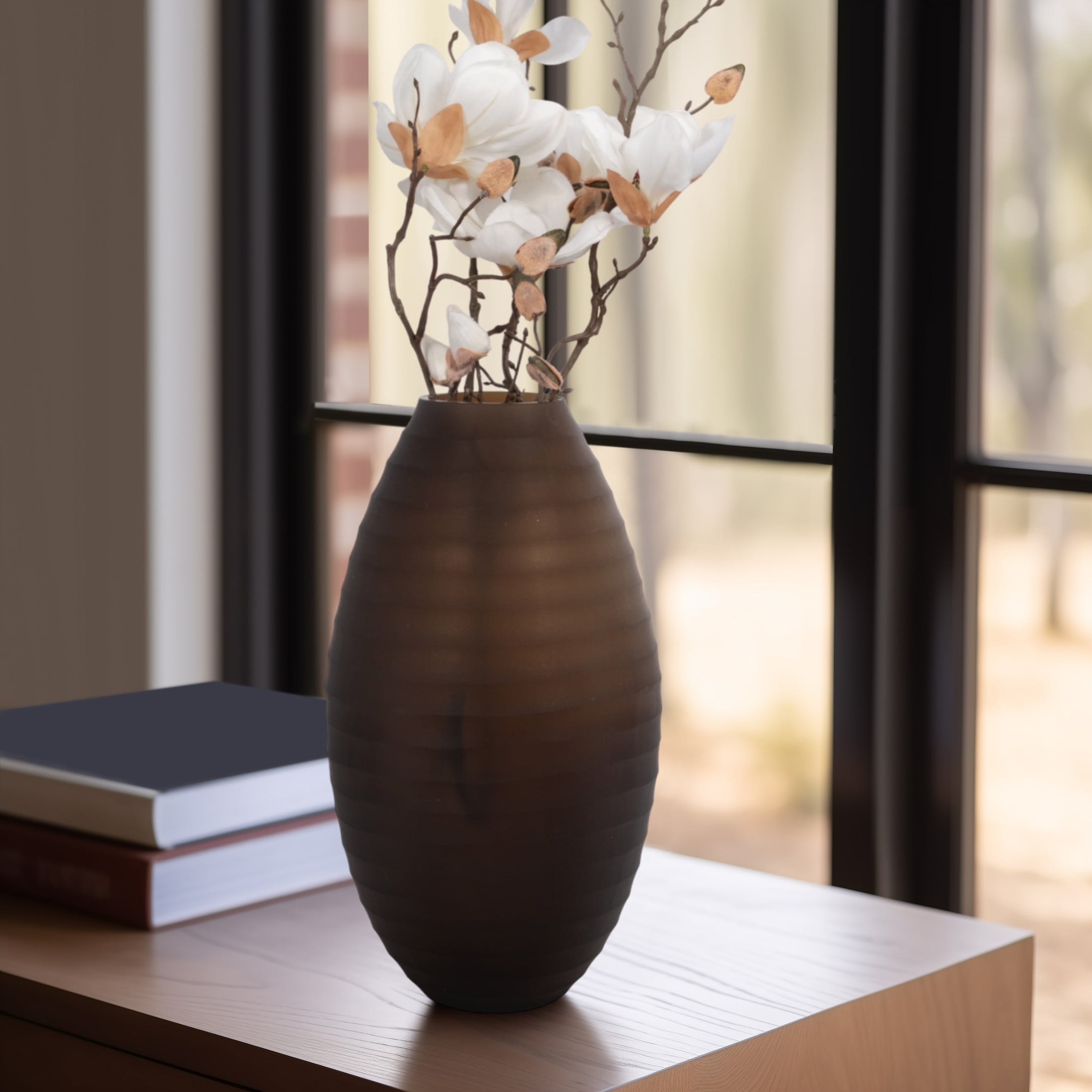 Sagebrook Home Glass Urn Vase - Elegant Home Decor Accent for Living ...