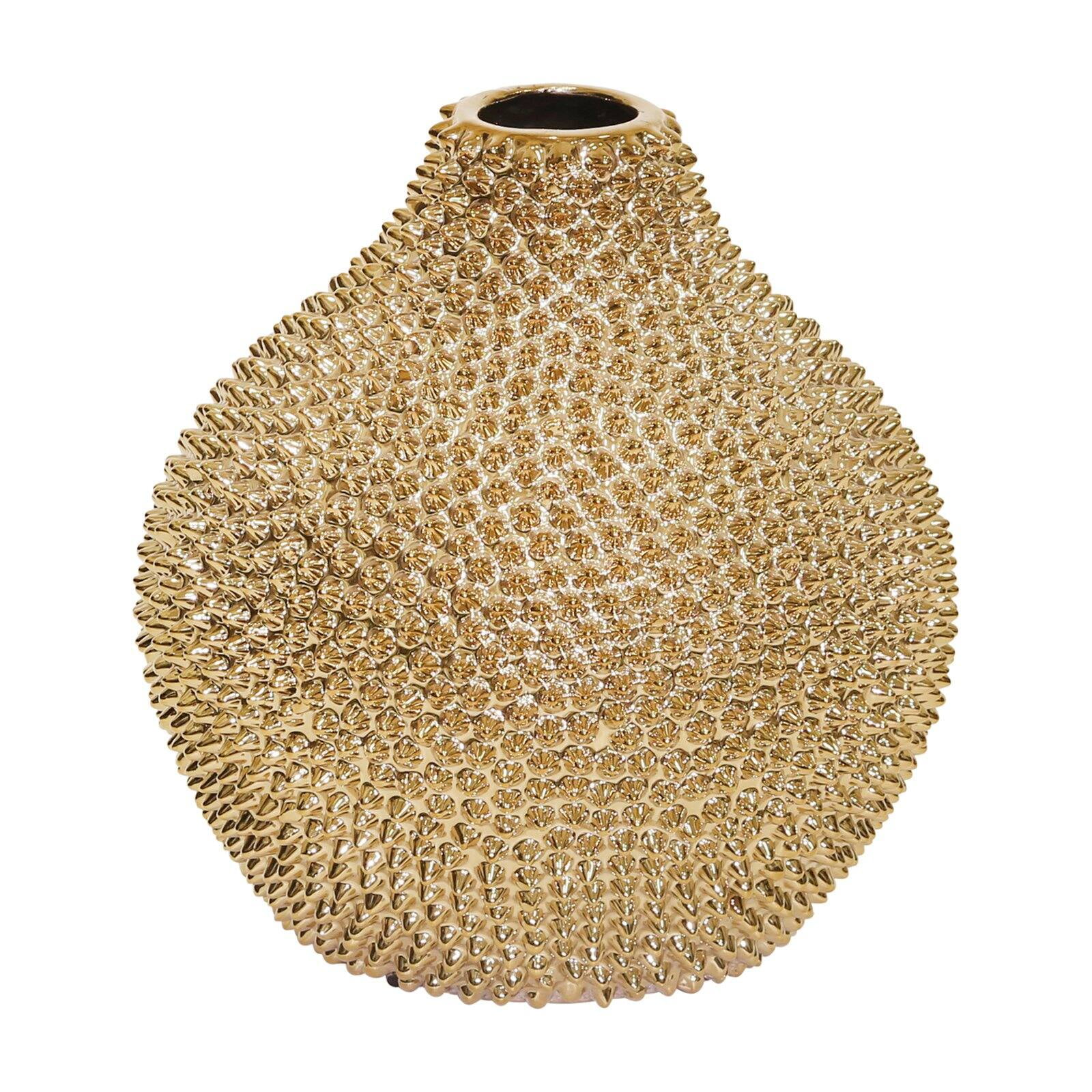 Sagebrook Home Gold Spiked Ceramic Vase 10", Round, Ceramic, Glam, 10"L ...