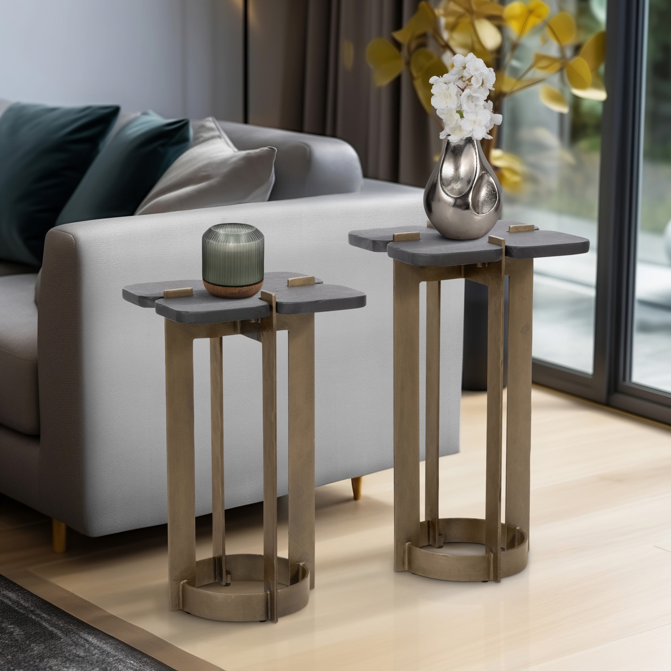 Sagebrook Home Iron & Stone Accent Tables, Set of 2 - Walmart.com
