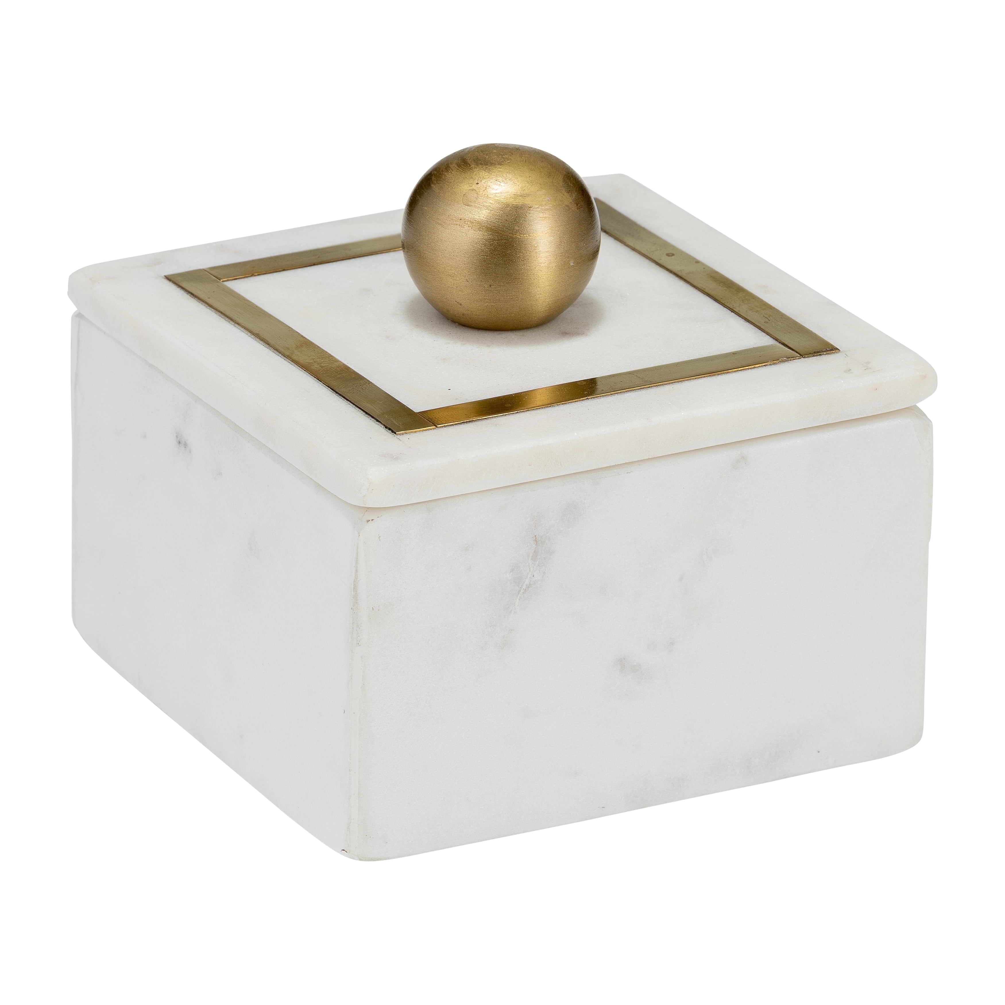 Sagebrook Home Marble, 5x5 Box with Gold Knob, White - Walmart.com