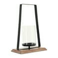 Sagebrook Home Metal, 17"h Hurricane with Wood Base, Black - Walmart.com