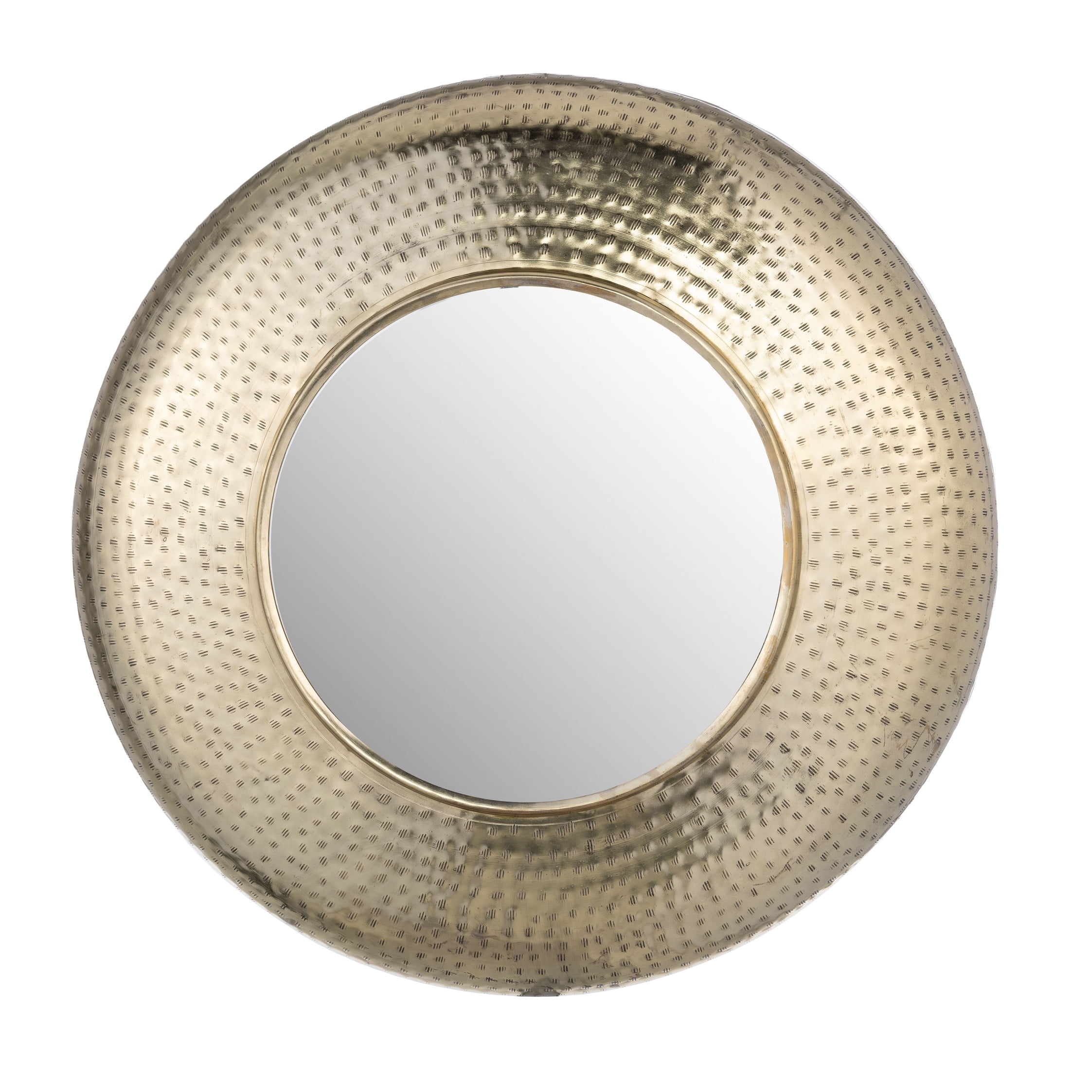 Sagebrook Home Metal, 24", Hammered Mirror, Gold, Round, 24"H, Etched ...