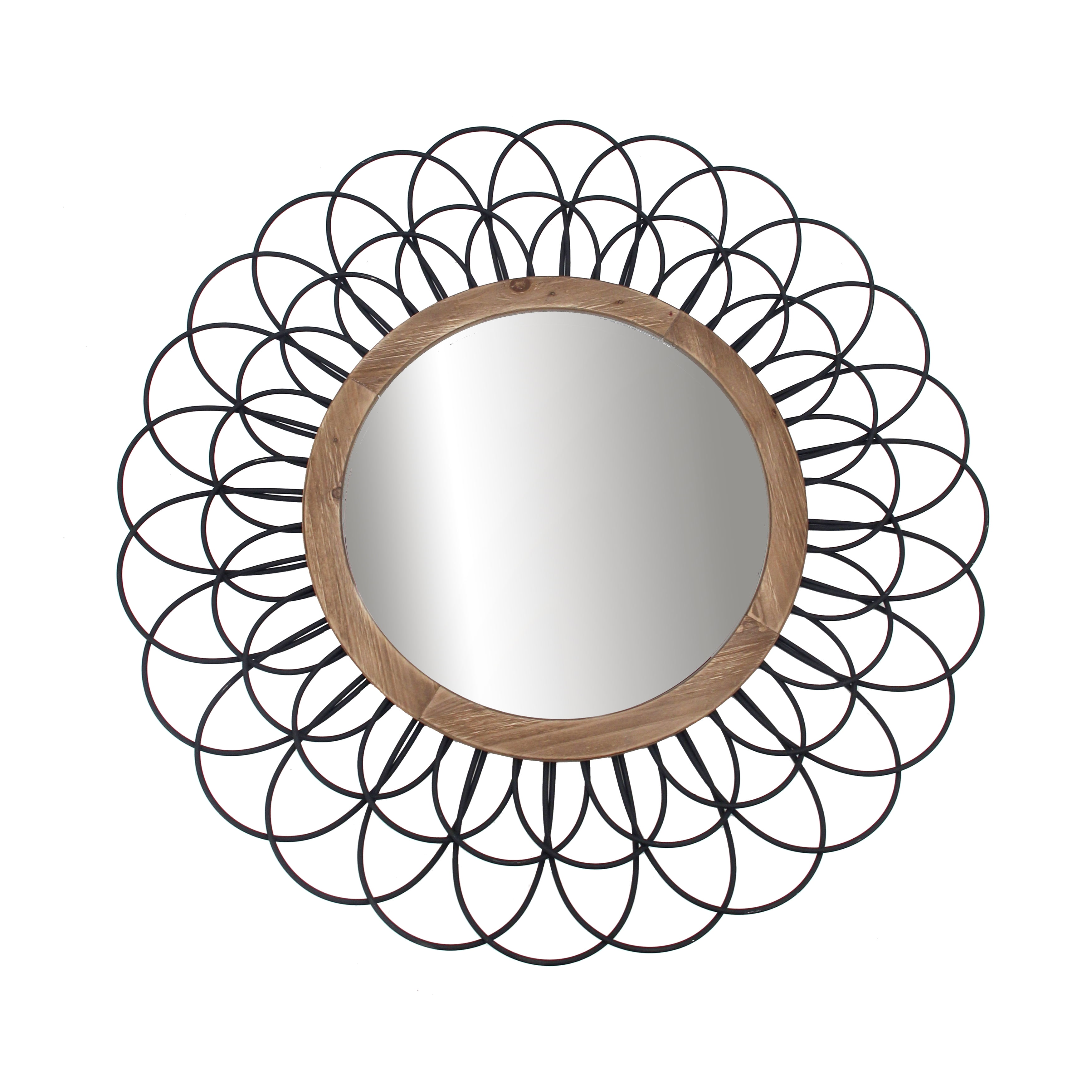 Sagebrook Home Metal 40" Loop Wall Mirror, Black , Round, Iron, Casual ...