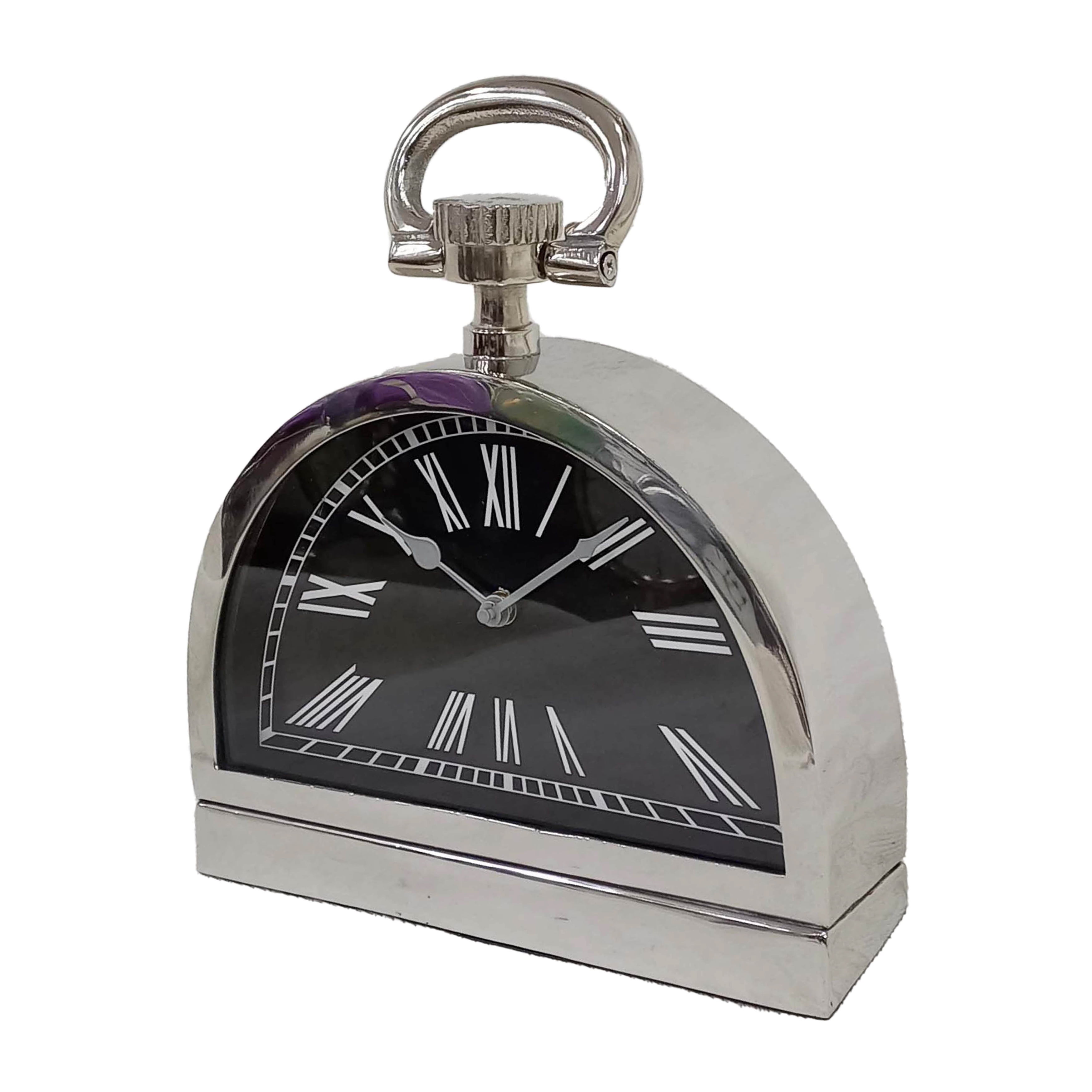 Sagebrook Home Metal, 7"h, leaning Table-clock with handle, nickel ...