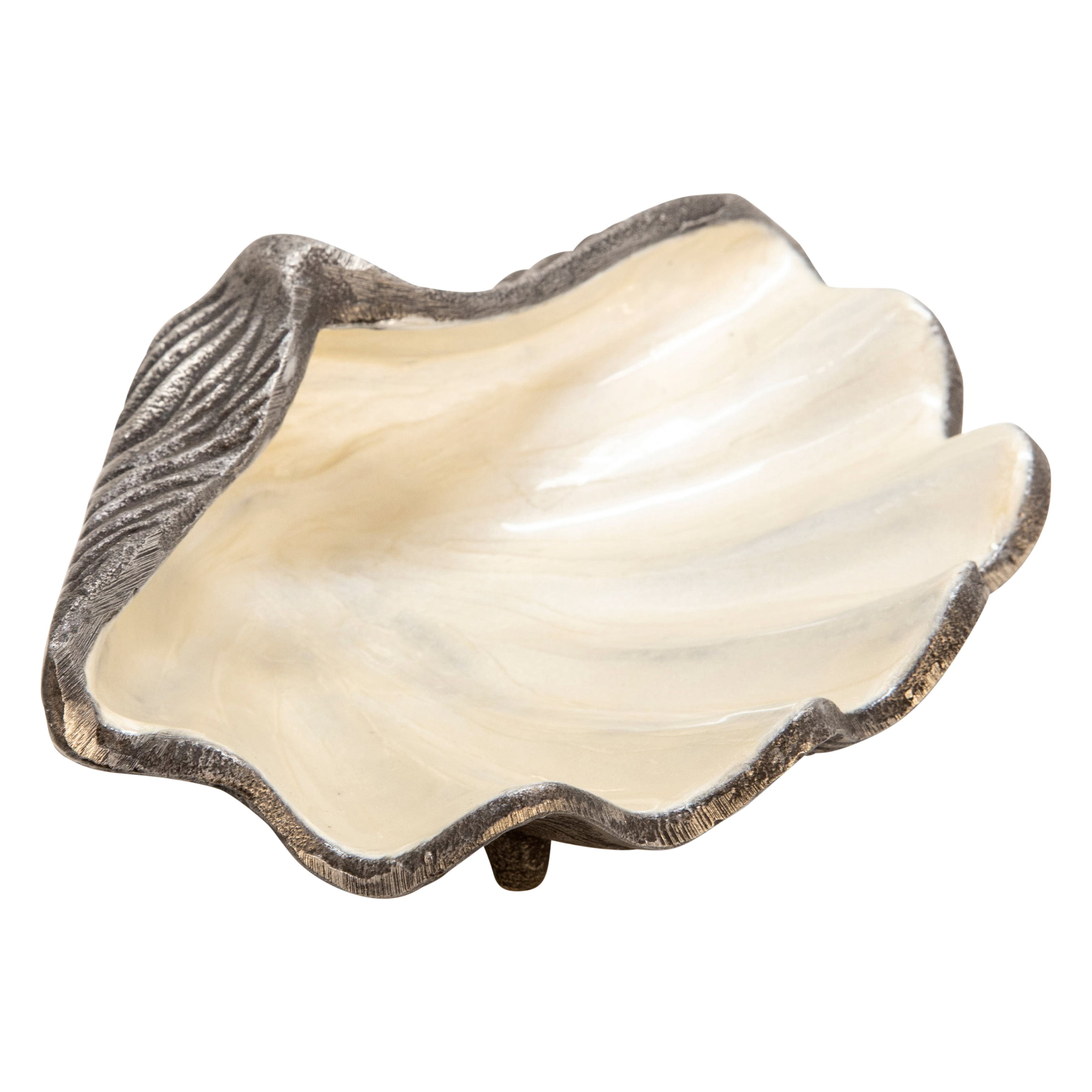 Sagebrook Home Metal 8" Clam Decor, Ivory/silver - Walmart.com
