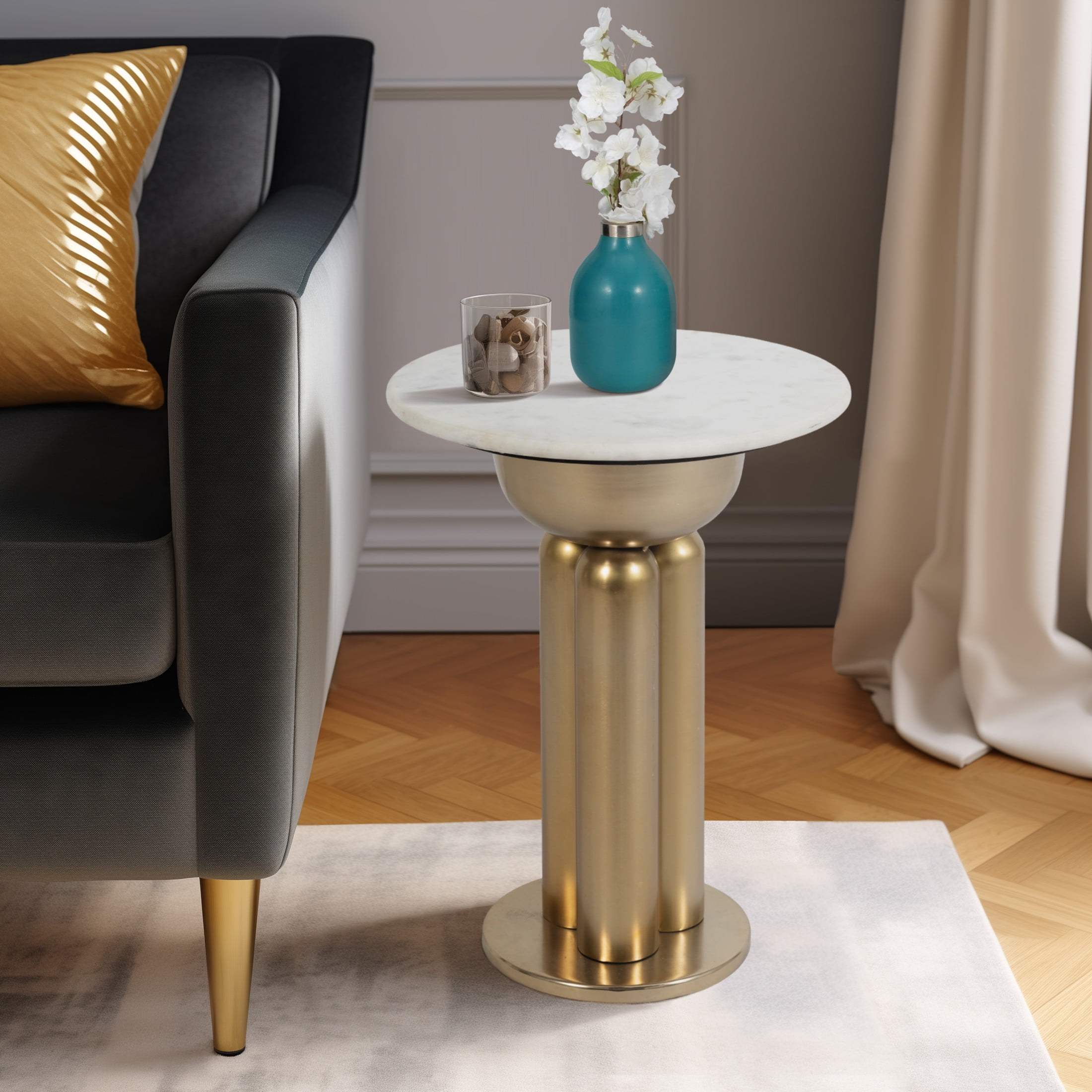 Sagebrook Home Metal Console with Marble Top - Elegant Storage Solution ...