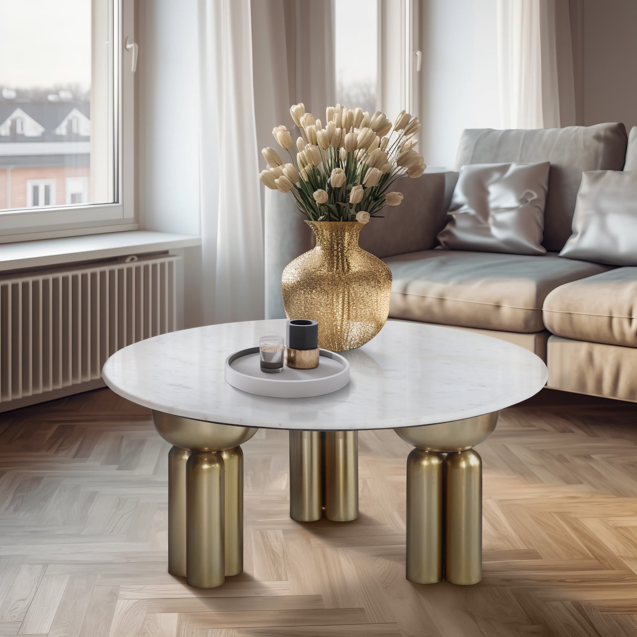 Sagebrook Home Metal Console with Marble Top - Elegant Storage Solution ...