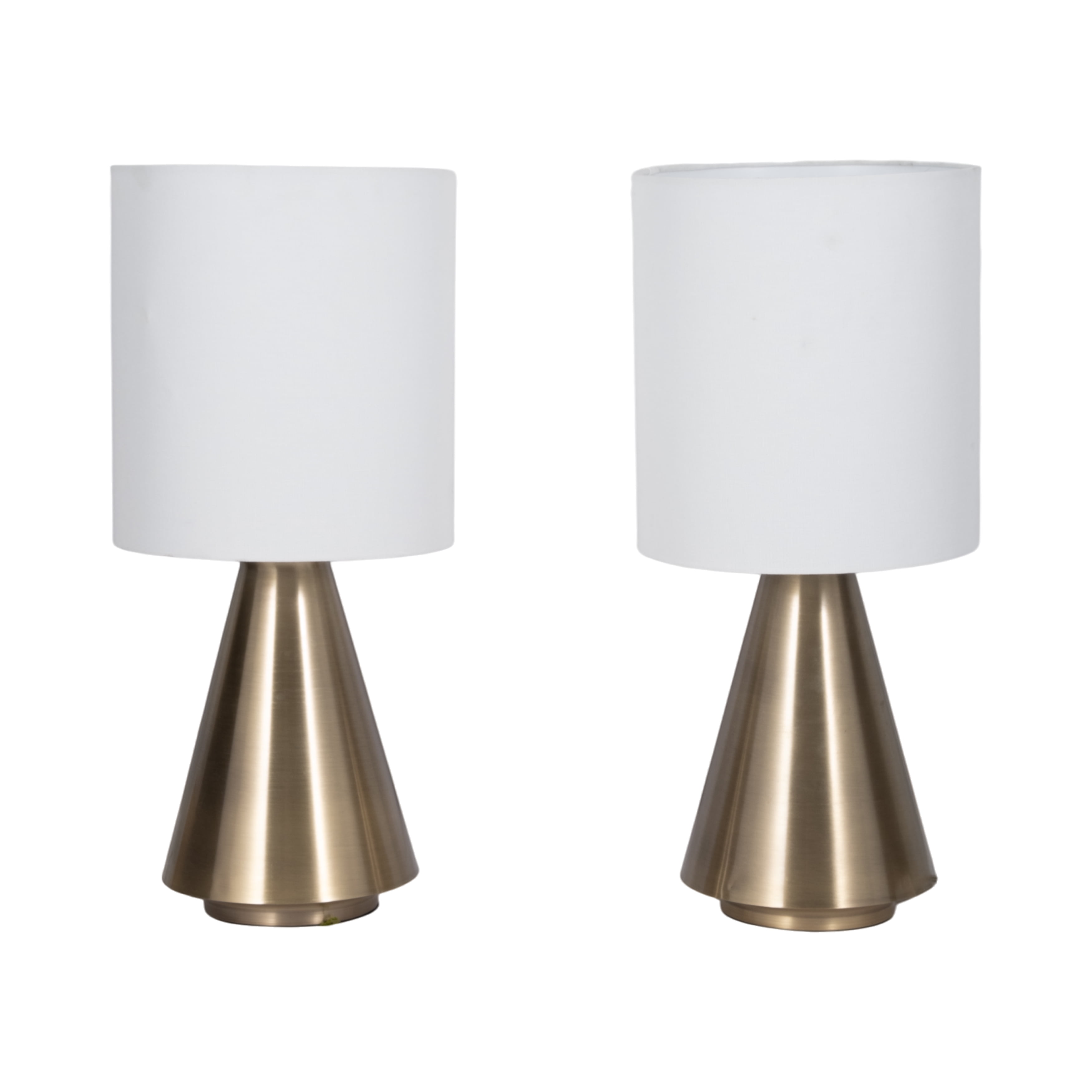 24"Hx11" Diameter, Set of Two, Cone Table Lamps, Antique Brass, Steel ...