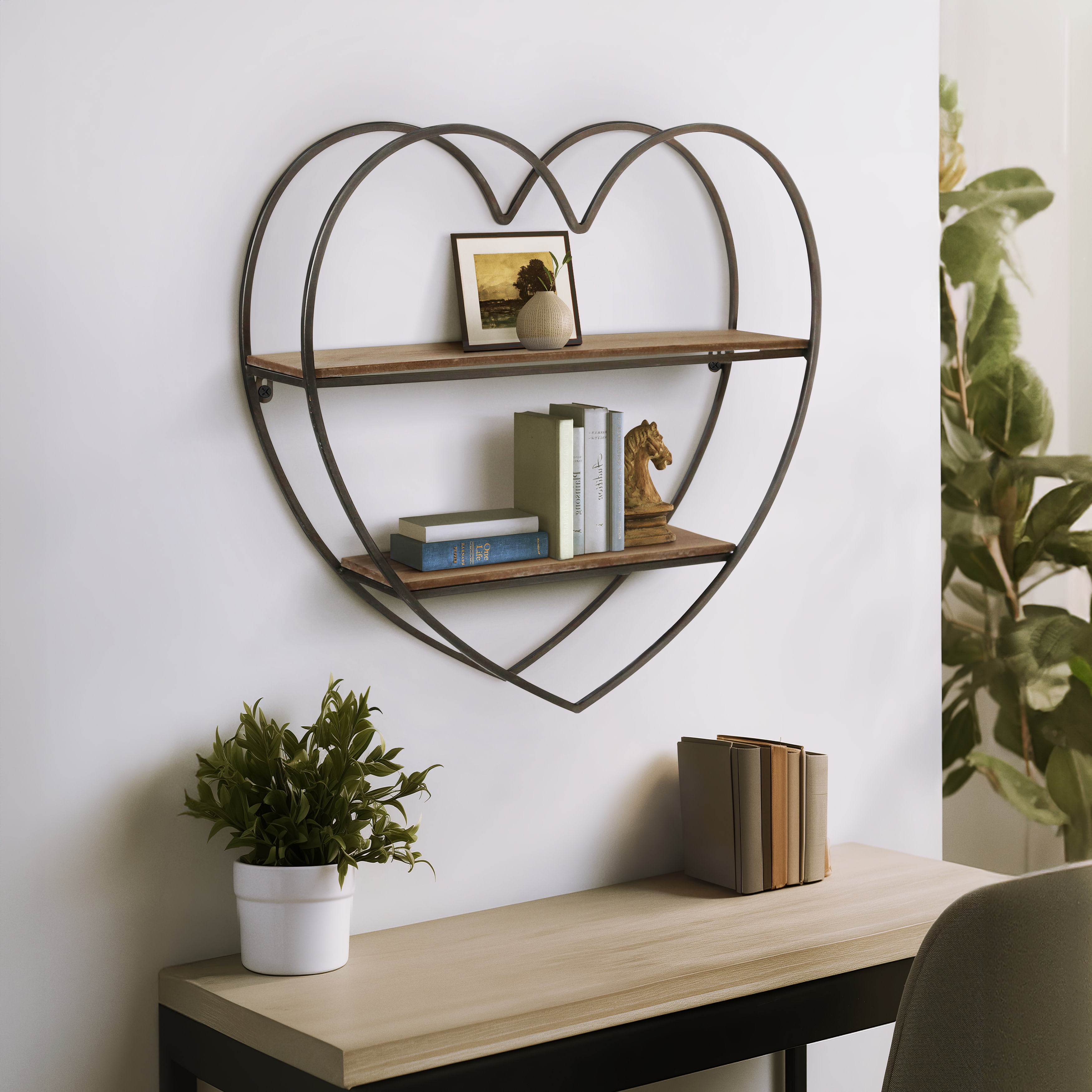 Wooden heart shelf store