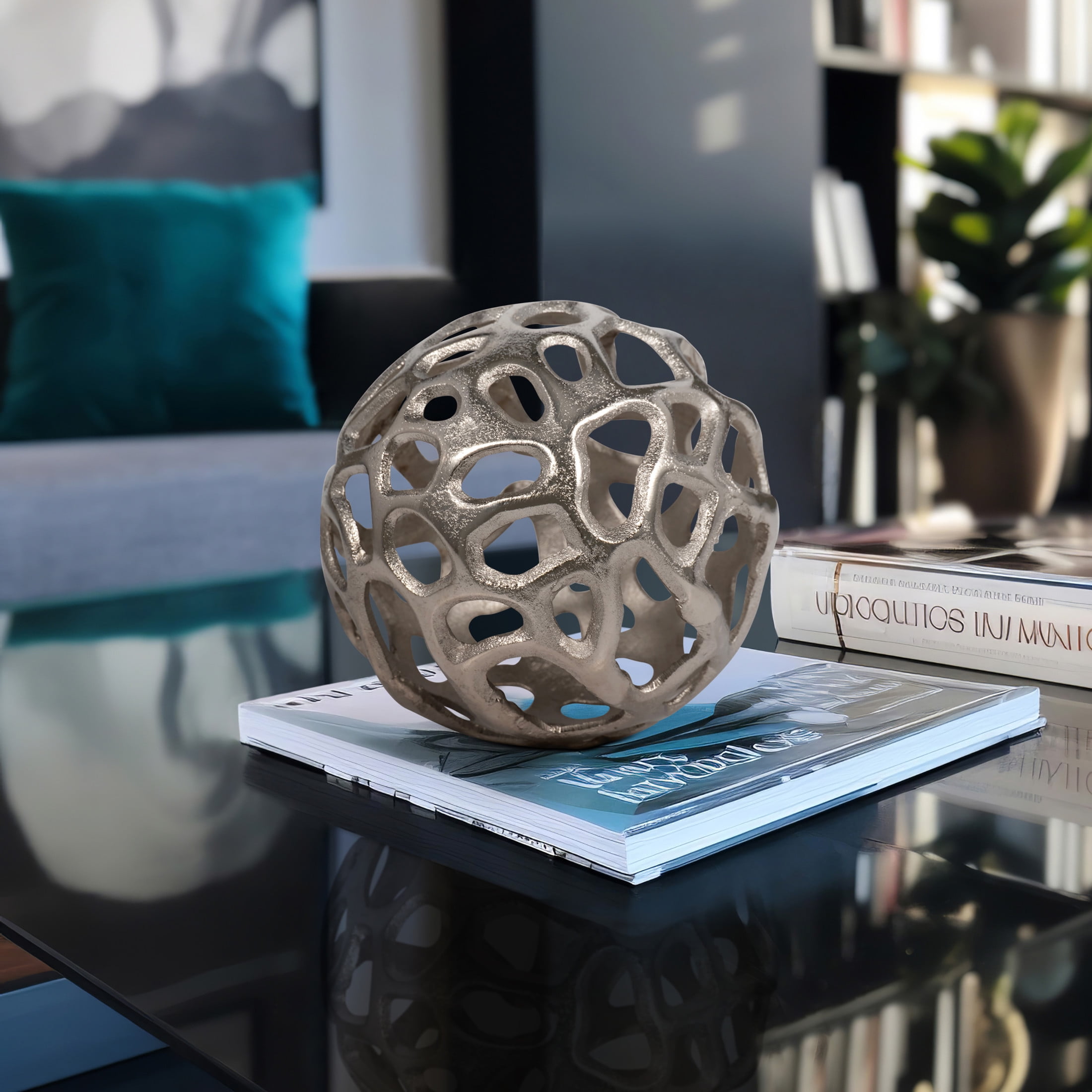 Sagebrook Home Modern Glam 6" Cut-Out Metal Round Orb - 6" x 6" x 6 ...