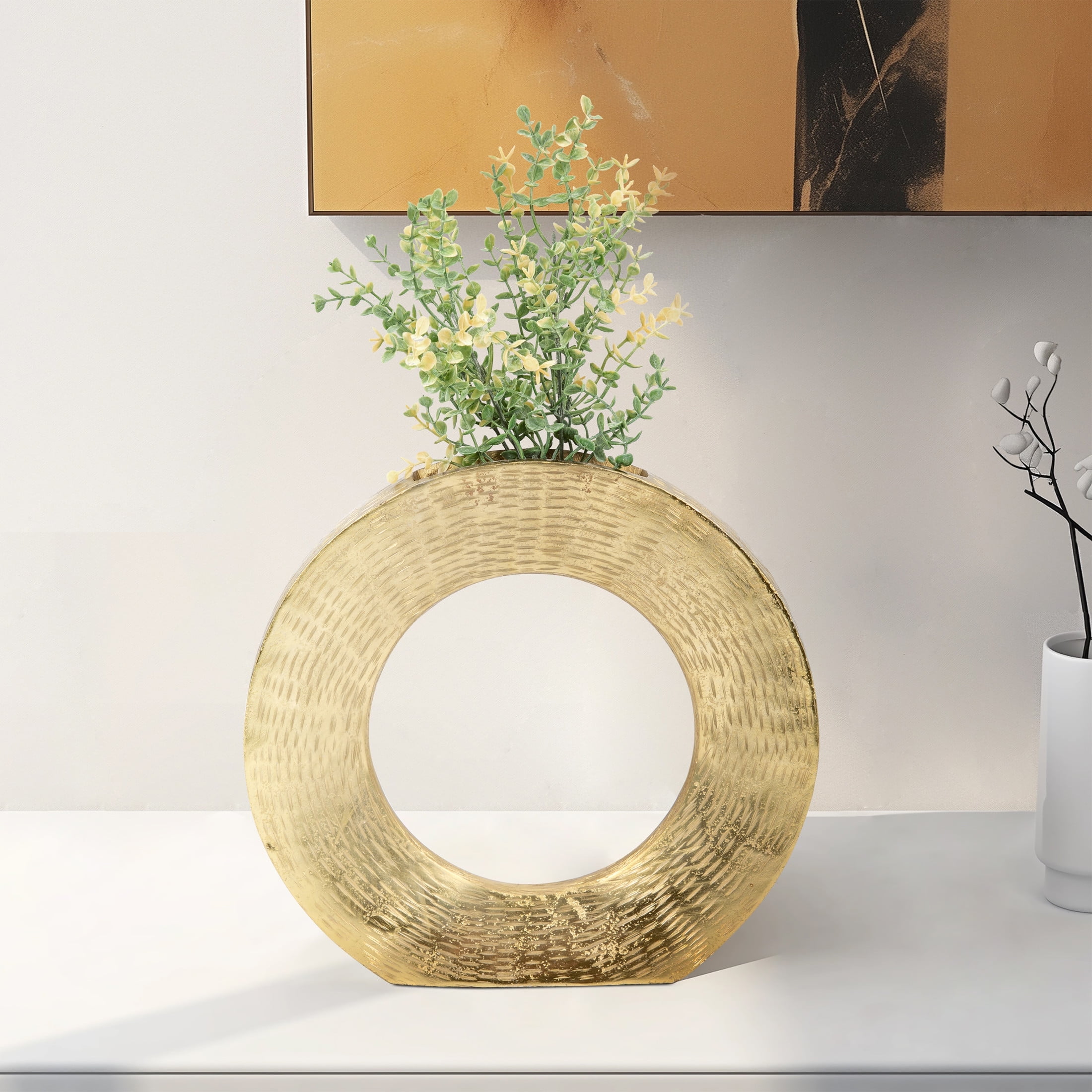 Sagebrook Home Modern Glam Metal, Round Open Cut Out Vase - Walmart.com
