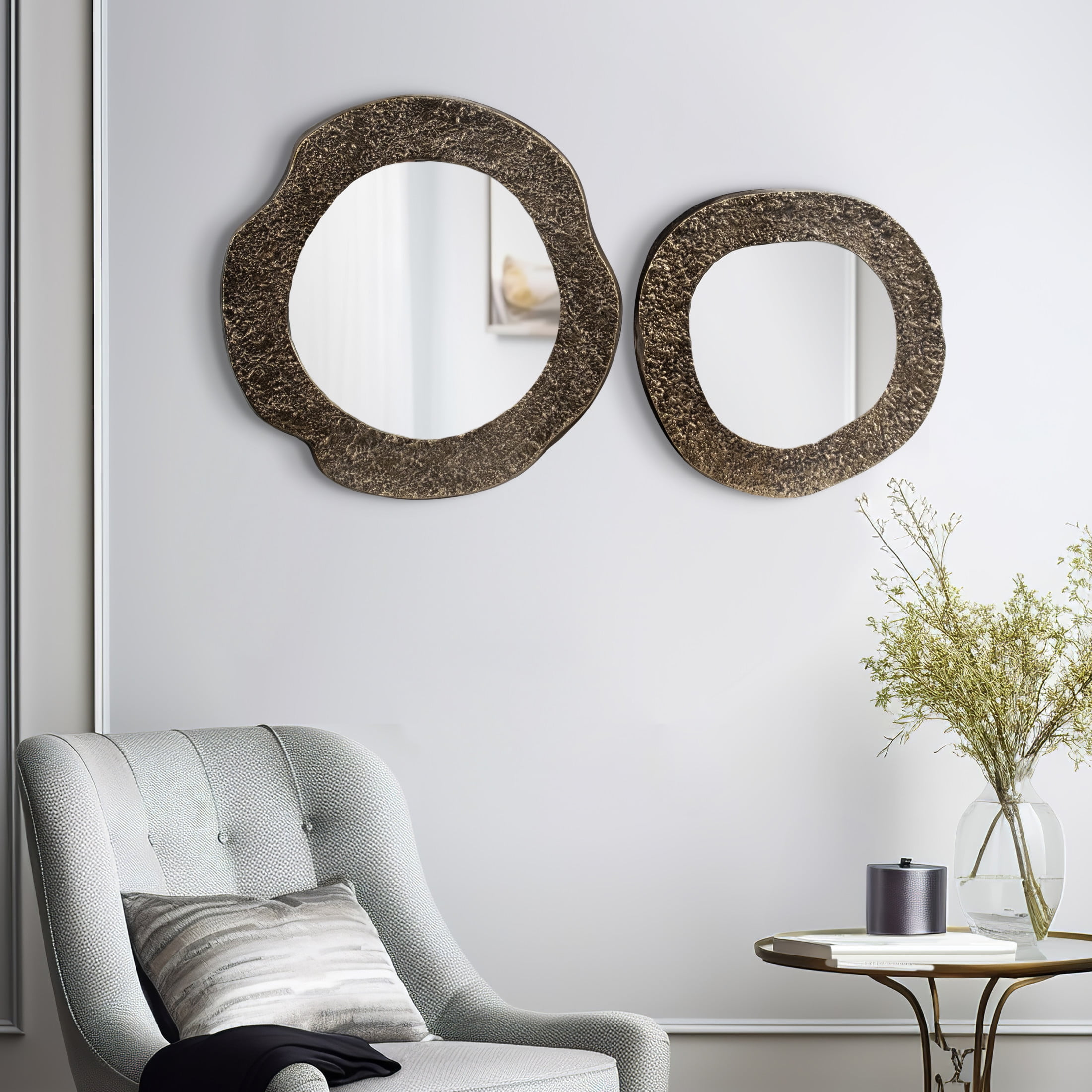 Sagebrook Home Modern Glam Set of 2 Metal Silver Aluminum Textured ...