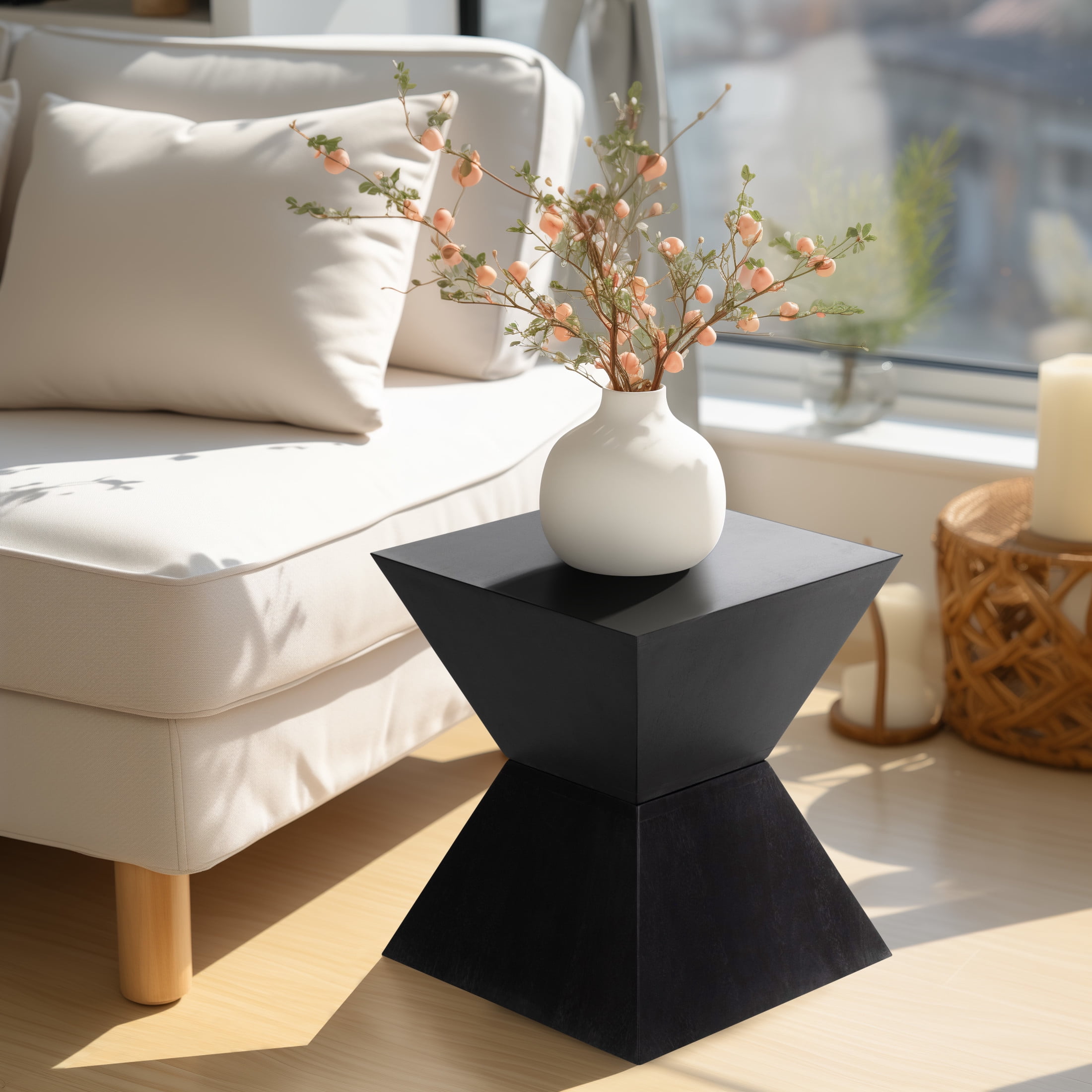 Sagebrook Home Modern Hourglass Chunky Solid Wood Pedestal Side Table ...