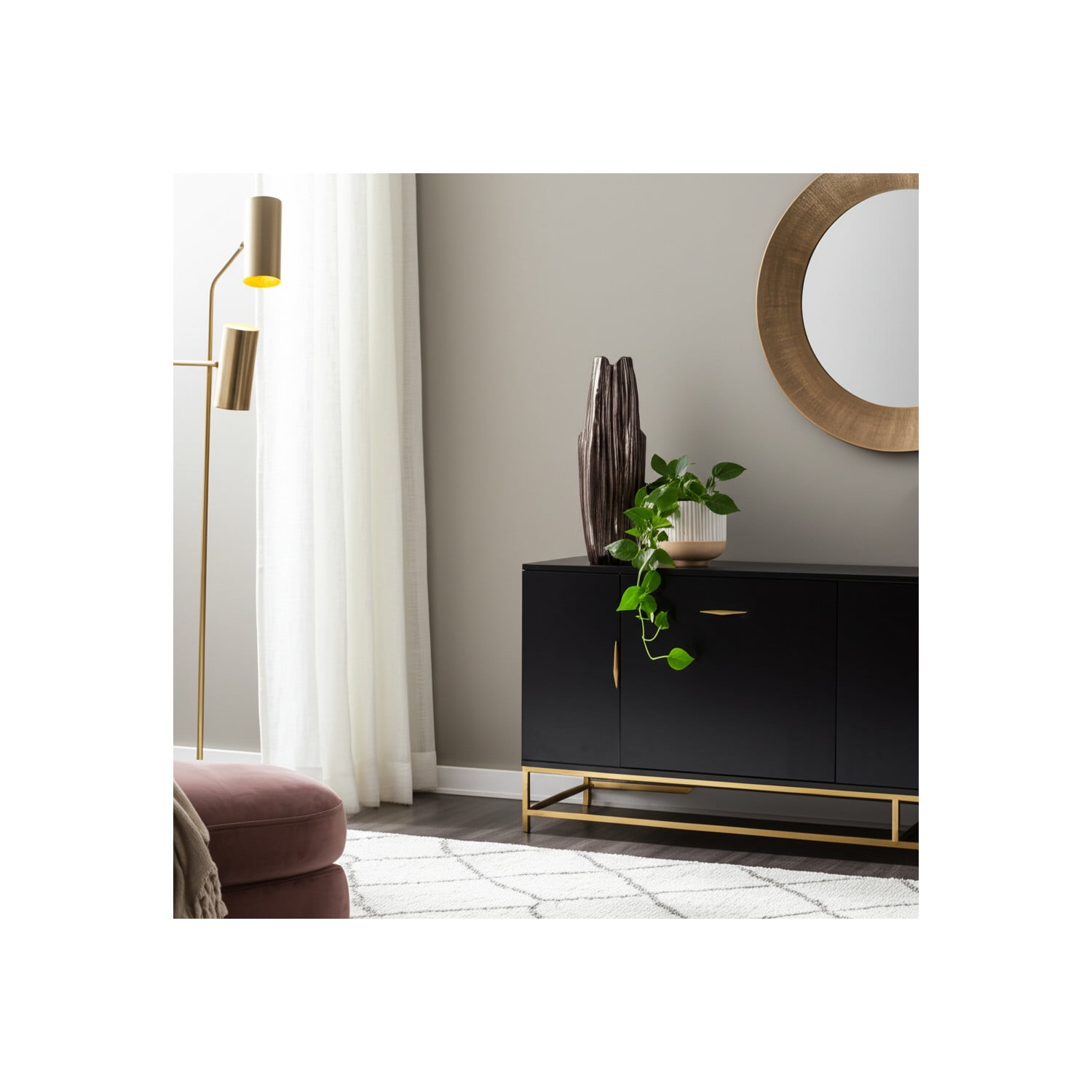 Modern Glam Sculptural Metal and Aluminum Decorative Vase with Textured ...