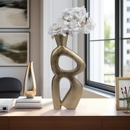 Modern Decorative Metal and Aluminum Vase with Sculptural Geometric ...