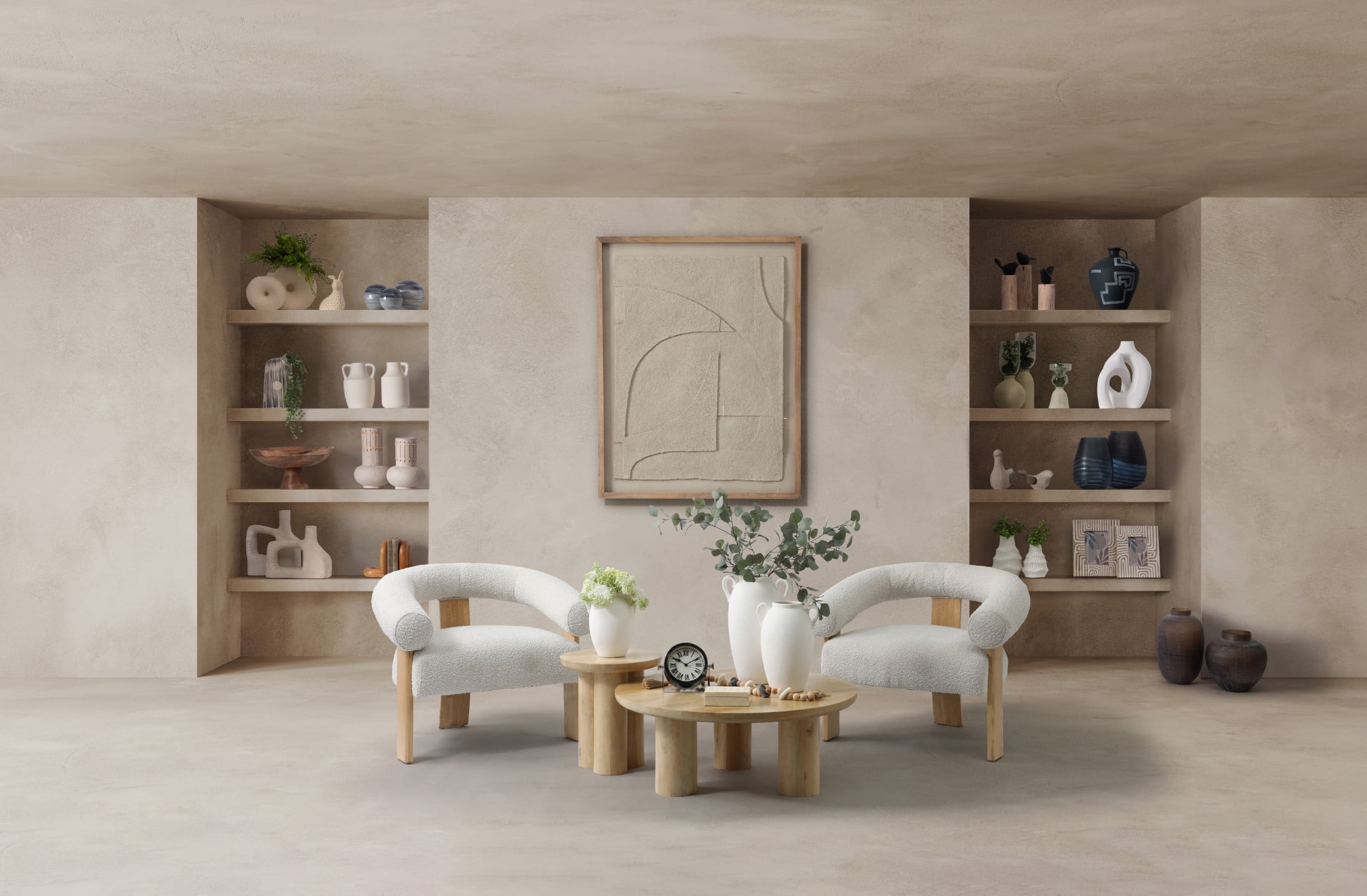 Sagebrook Home Modern Neutral Ceramic White Round Interlocking Vases ...