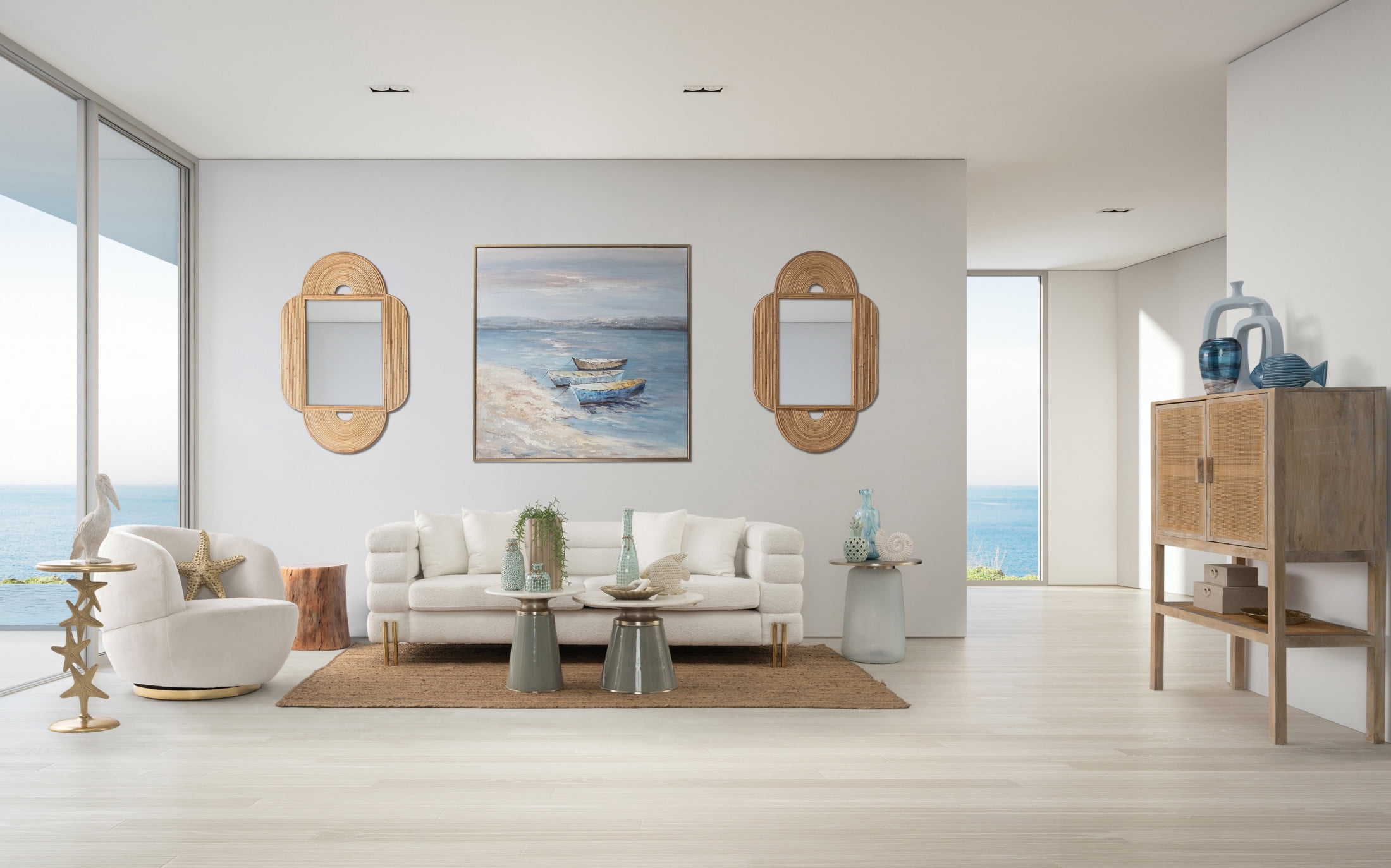 Sagebrook Home Modern Neutral Nebular Round Side and Coffee Table ...