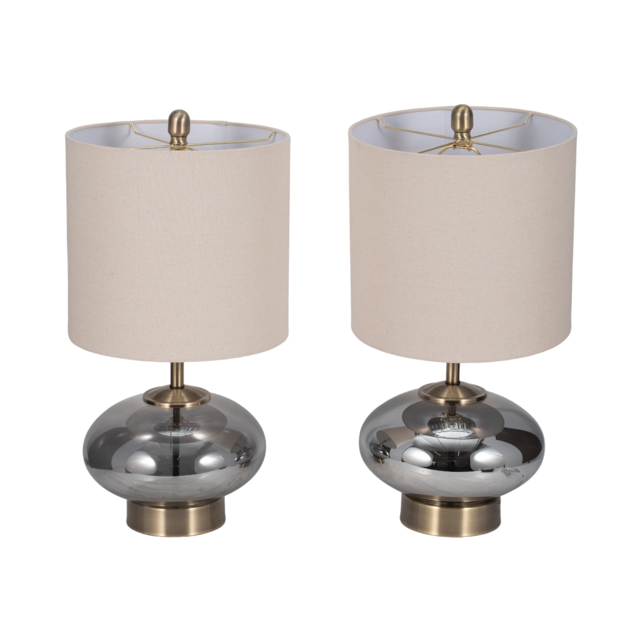 Sagebrook Home Modern Set Of 2 Glass 23" Genie Lamp, Round - Walmart.com