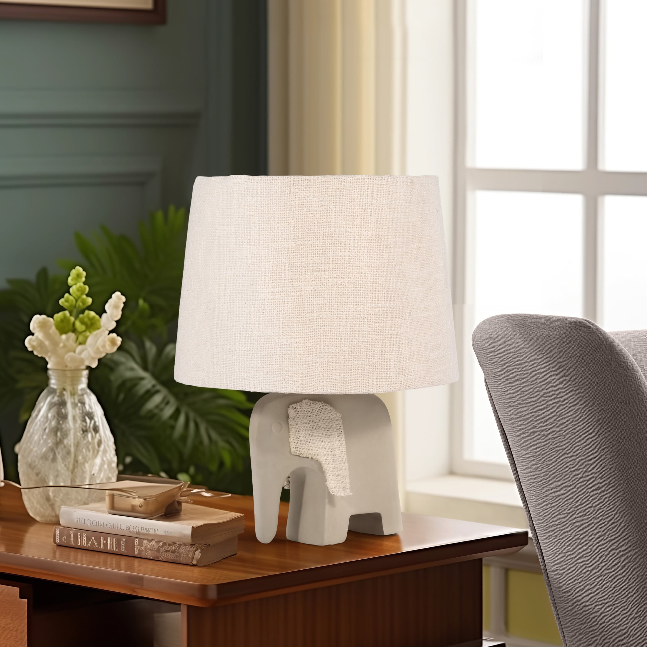 Sagebrook Home Natural Textured Neutral 18" Omix Elephant Lamp, Beige ...