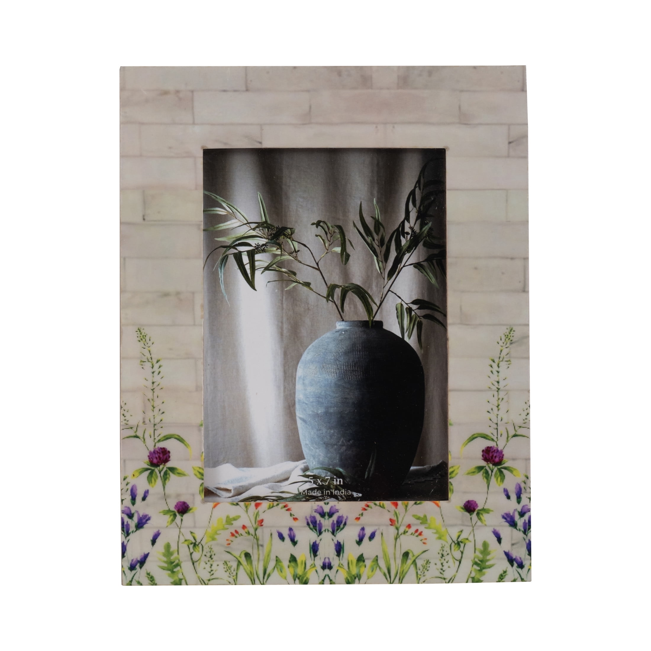 Sagebrook Home Neutral Textured Resin Rectangle Purple Flower Field ...