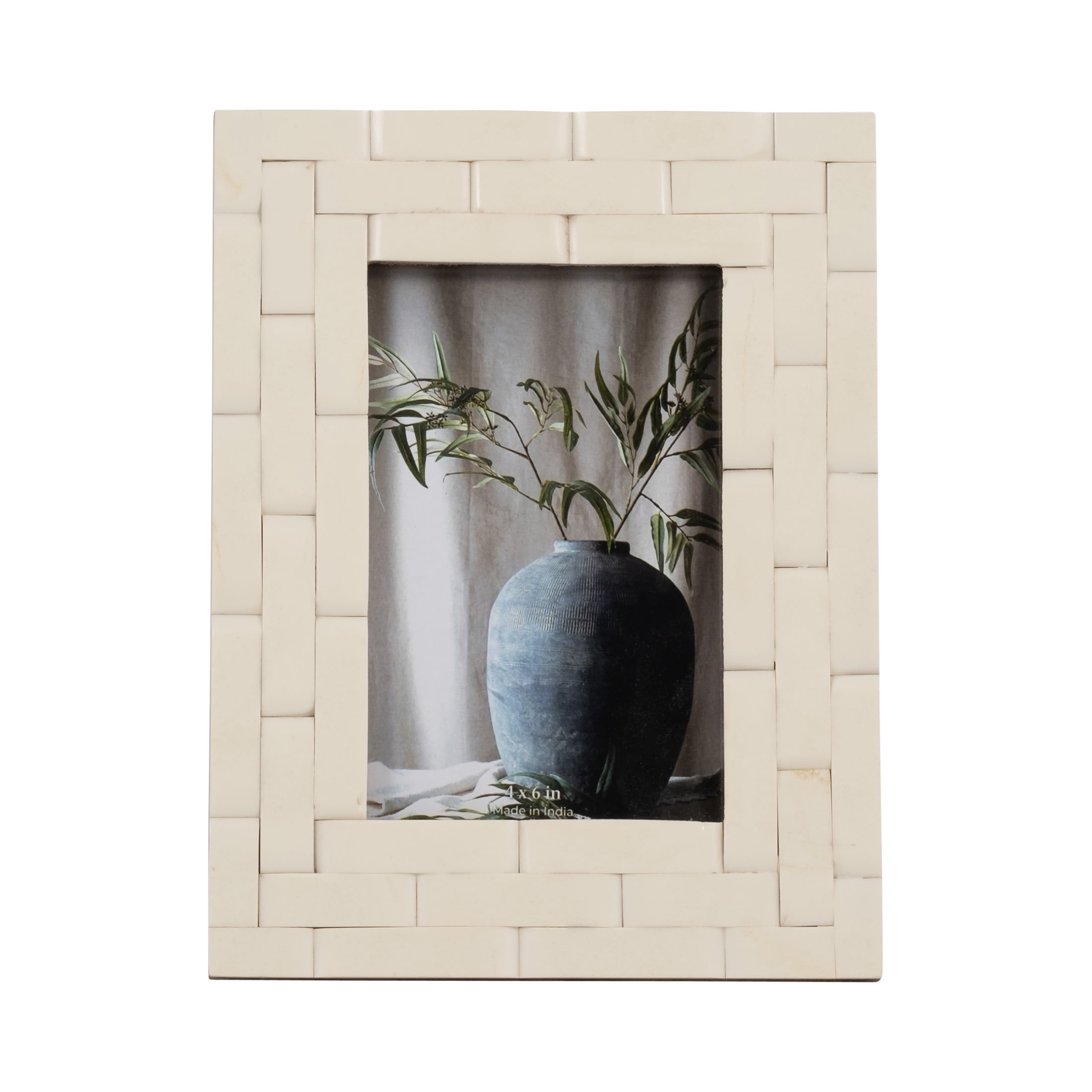 Sagebrook Home Neutral Textured Tile Resin Ivory Chain Photo Frame ...