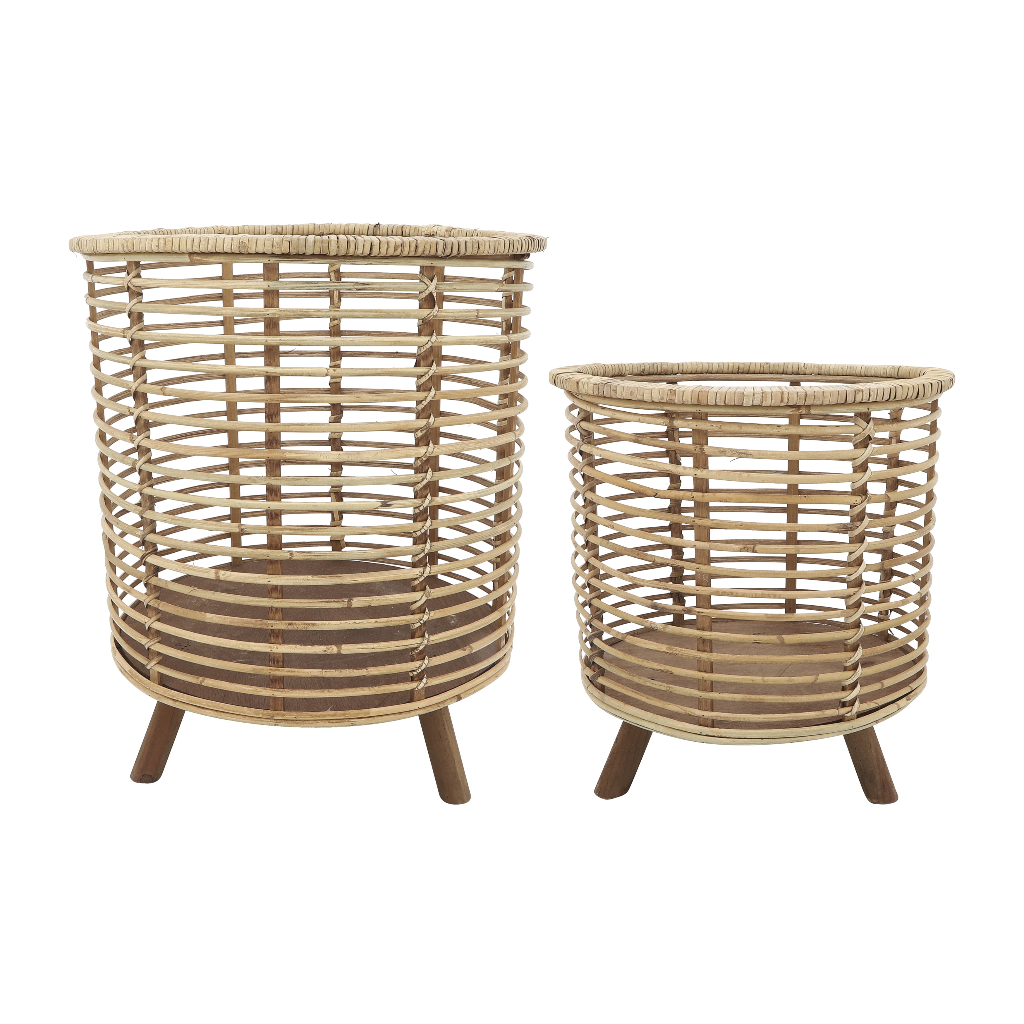 Sagebrook Home Rattan, Set of 2 12/14"d Woven Planters, Brown - Walmart.com