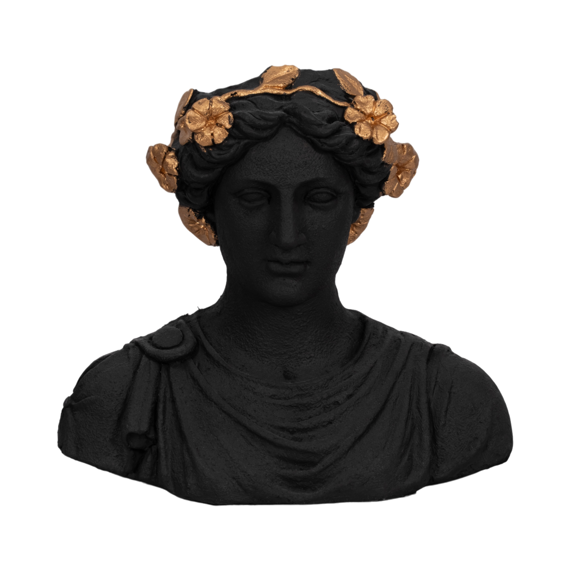 Resin, 15"h Flower Lady Bust Planter, Black, gold 15.0"H - 16.0" x 10.0 ...