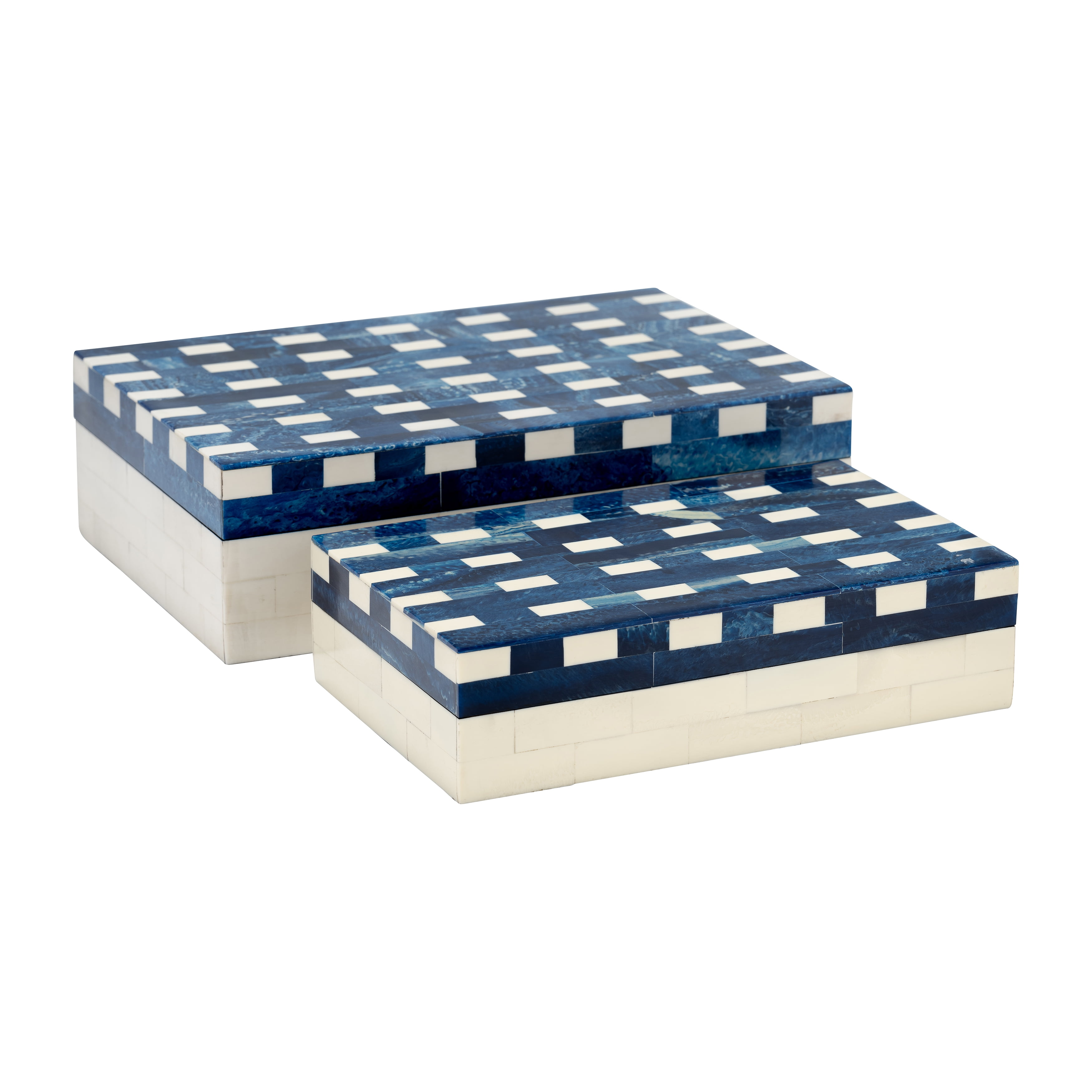 Sagebrook Home Resin Set of 2 Plaid Boxes, Blue - Walmart.com