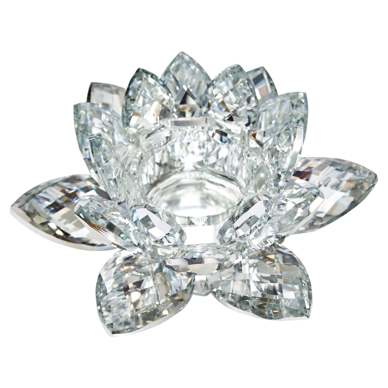 Sagebrook Home Silver Crystal Lotus Candle Holder 8.25" - Walmart.com