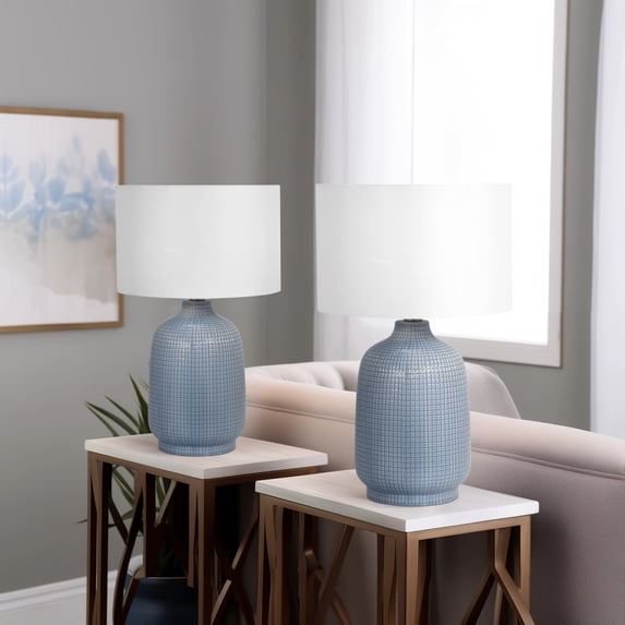 Sagebrook Home Textured Modern 19"H Ceramic Cylinder Mesh Table Lamp ...