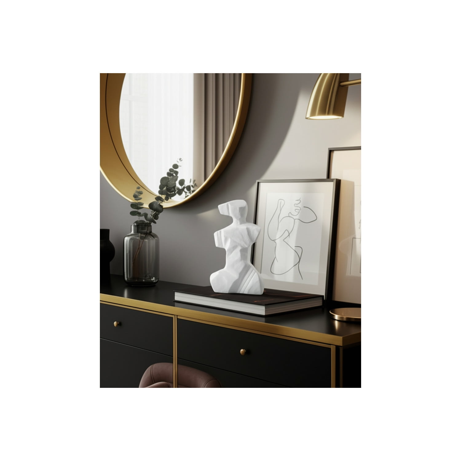 Modern Abstract Figurine Sculpture - Geometric Stoneware Ceramic Art ...