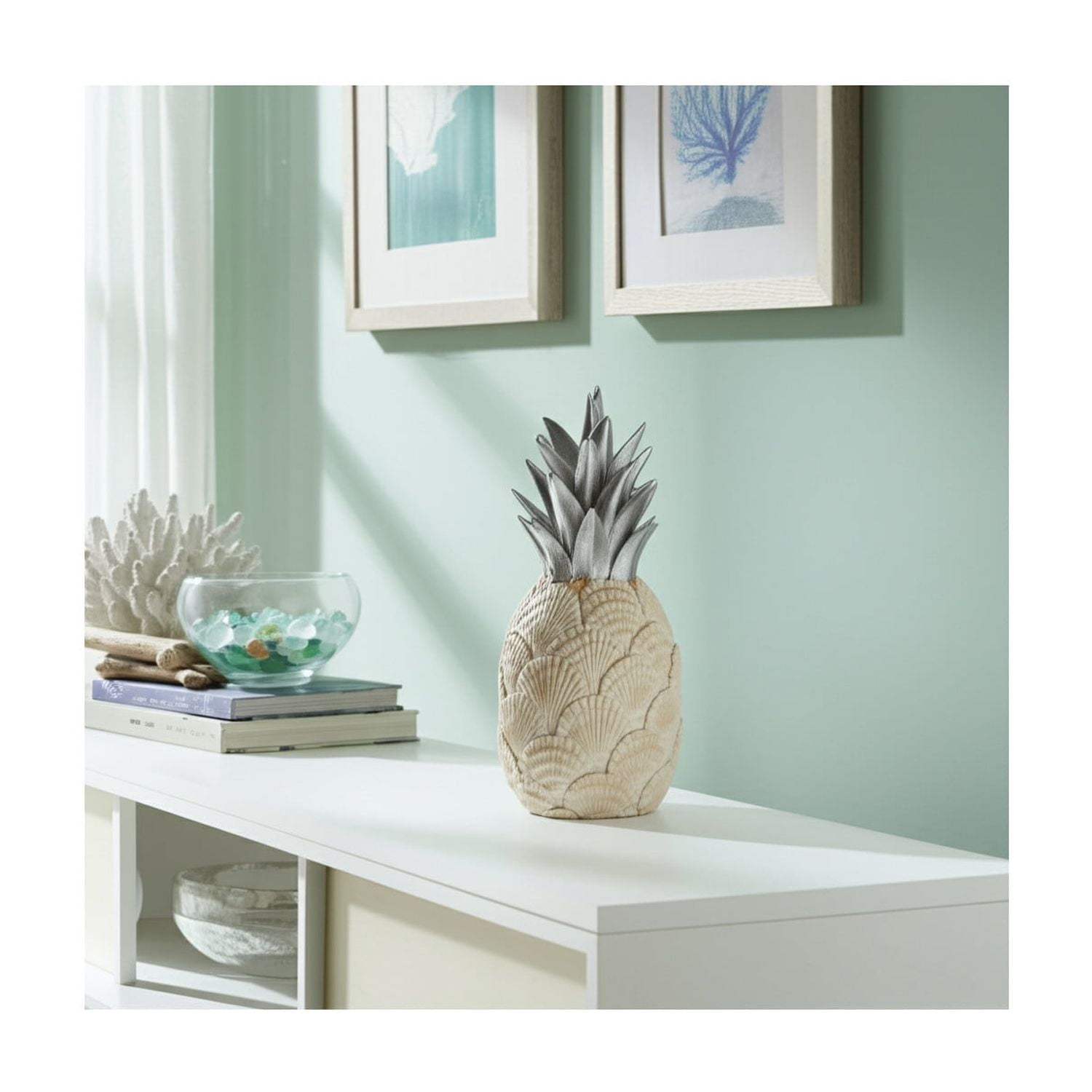 Decorative Pineapple Object Resin and Polyresin Seashell Detail with ...