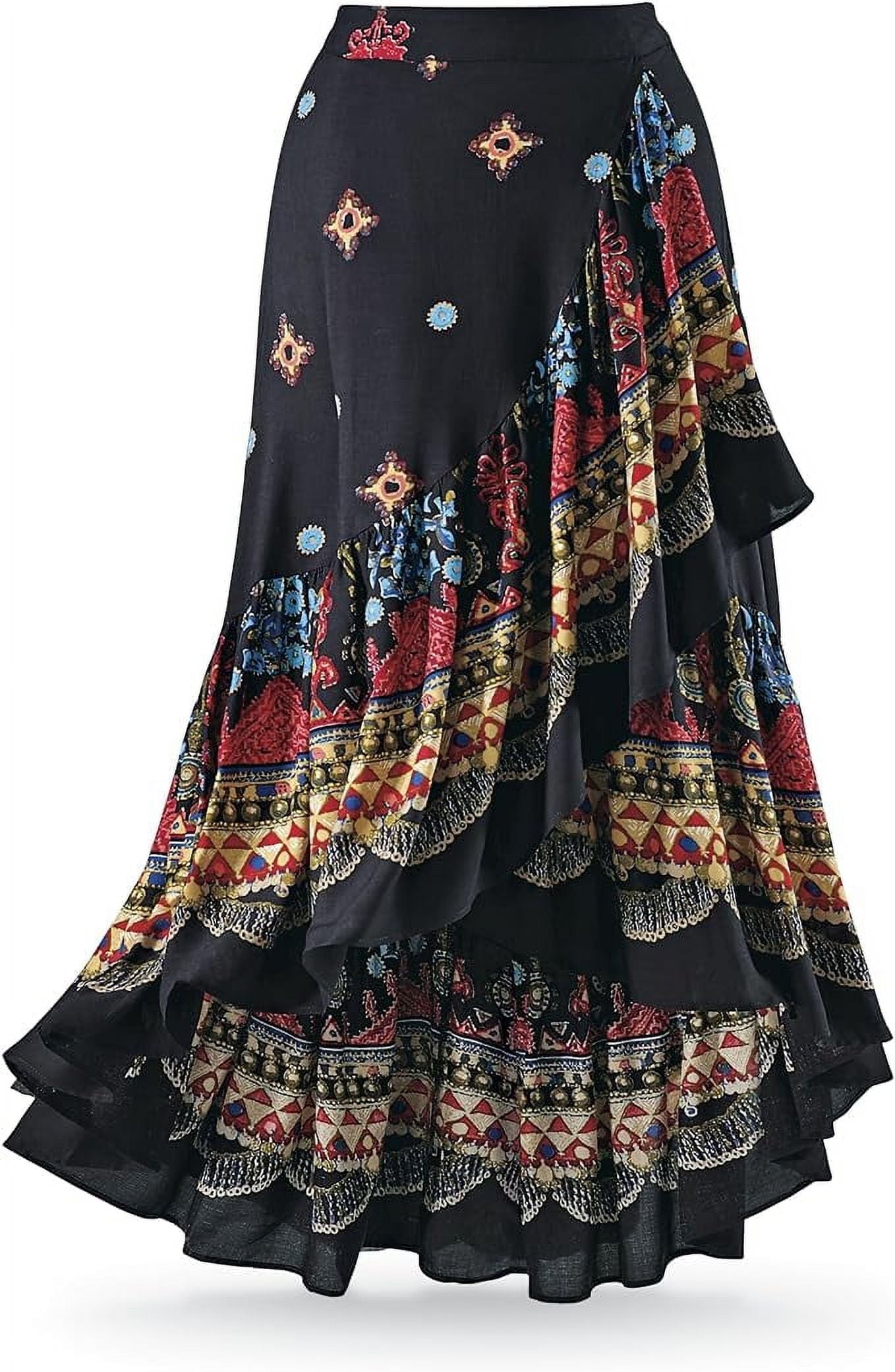 Sagefinds Printed Ruffle Faux Wrap - High Waist Side Wrap - Wedding ...