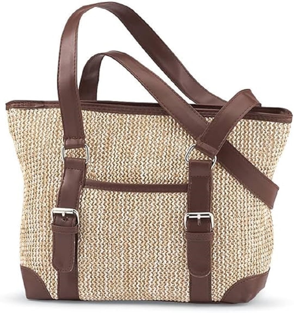 Sagefinds Women's Straw Handbag - Purse for Summer and Beach - Top Zip ...