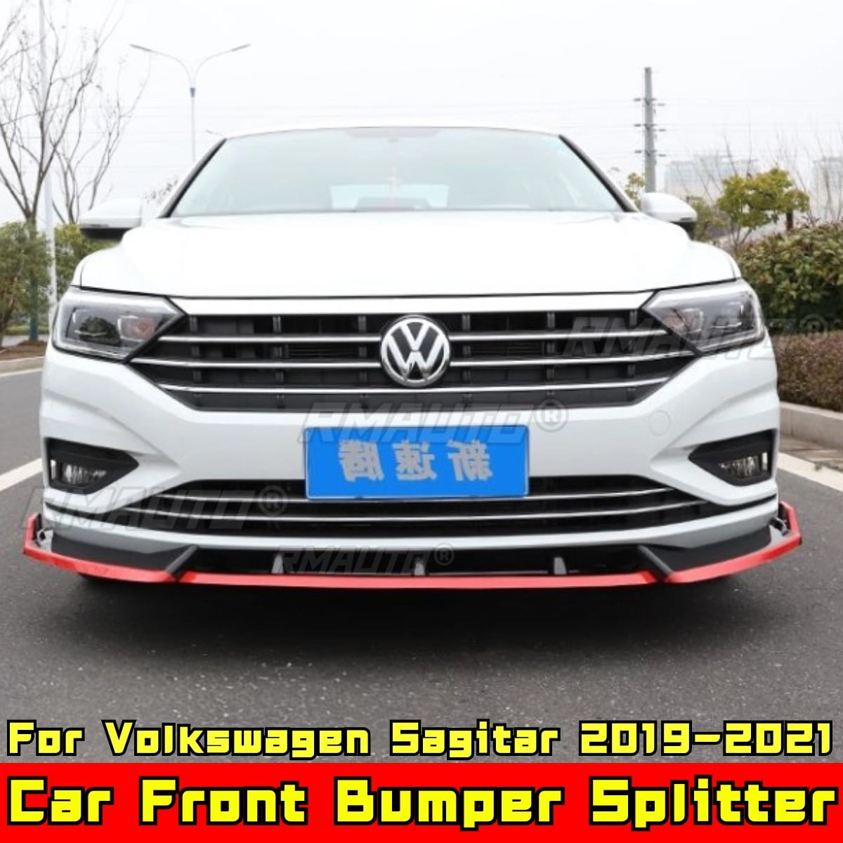 Sagitar Front Bumper Spoiler Matte Black Sport Style Front Bumper ...