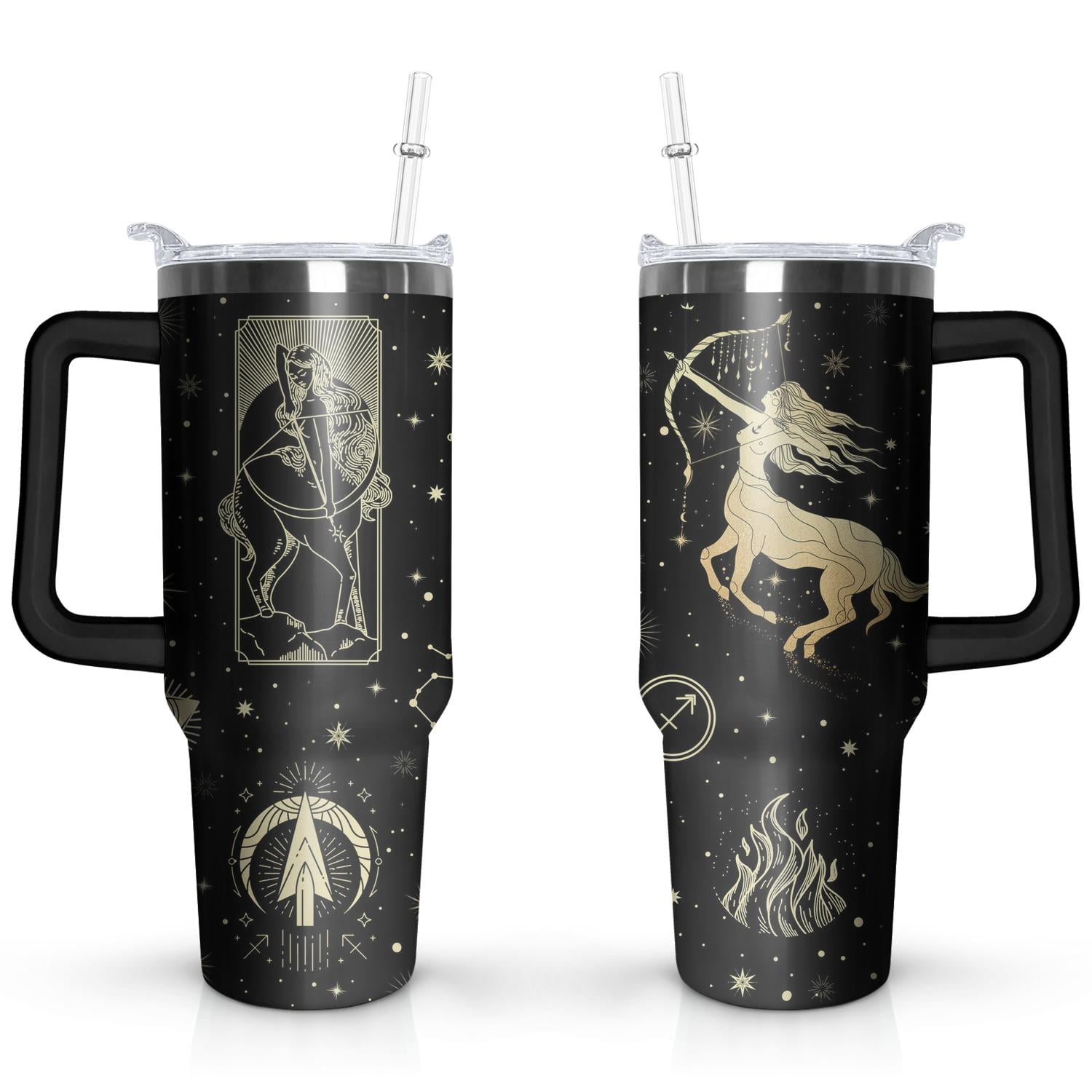 Sagittarius 40oz Handle Cup with Lid and Straw, Astrology Cup, Gothic ...