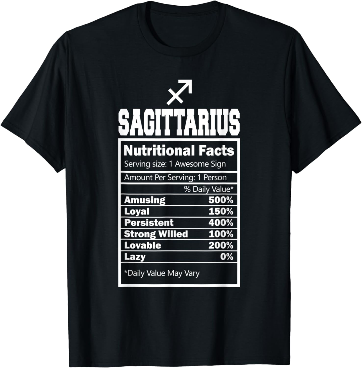Sagittarius Star Sign Zodiac Nutritional Facts Astrology T-Shirt ...