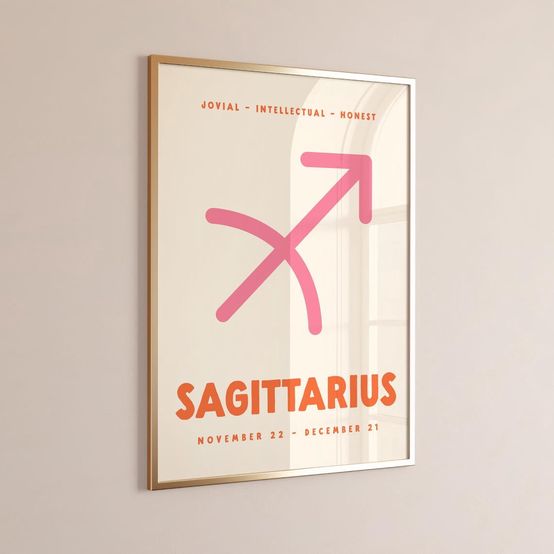 Sagittarius Zodiac Preppy Pink Wall Art, Unframed Canvas Size 8x12 ...